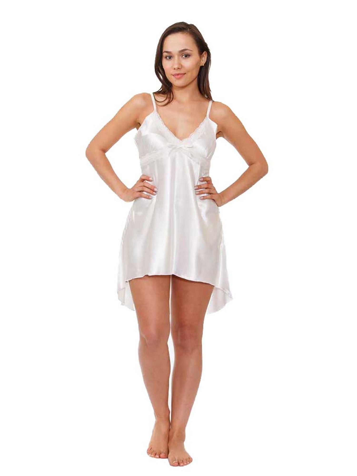 Up2date Fashion's Women's High-Low Style Chemise with Matching Lace and ...