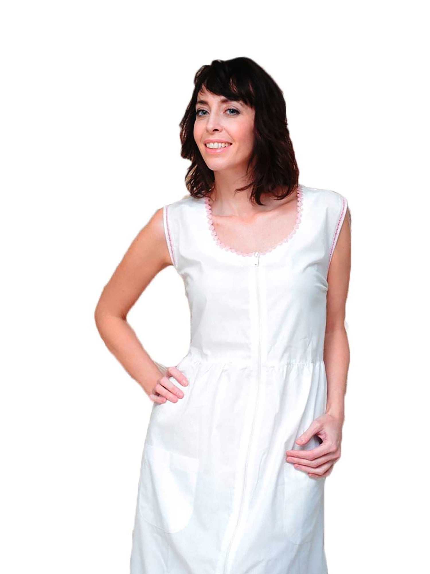 Up2date Fashion's Women's House Dress with Narrow Lace Neckline ...