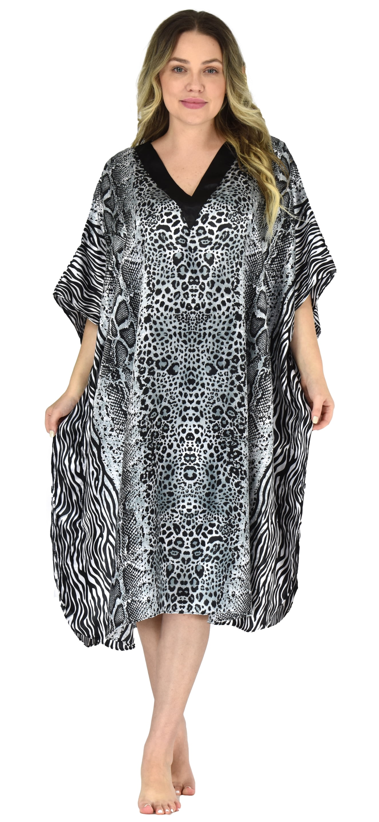 Up2date Fashion's Women's Satin Short Caftan / Kaftan, Snake Skin Print ...