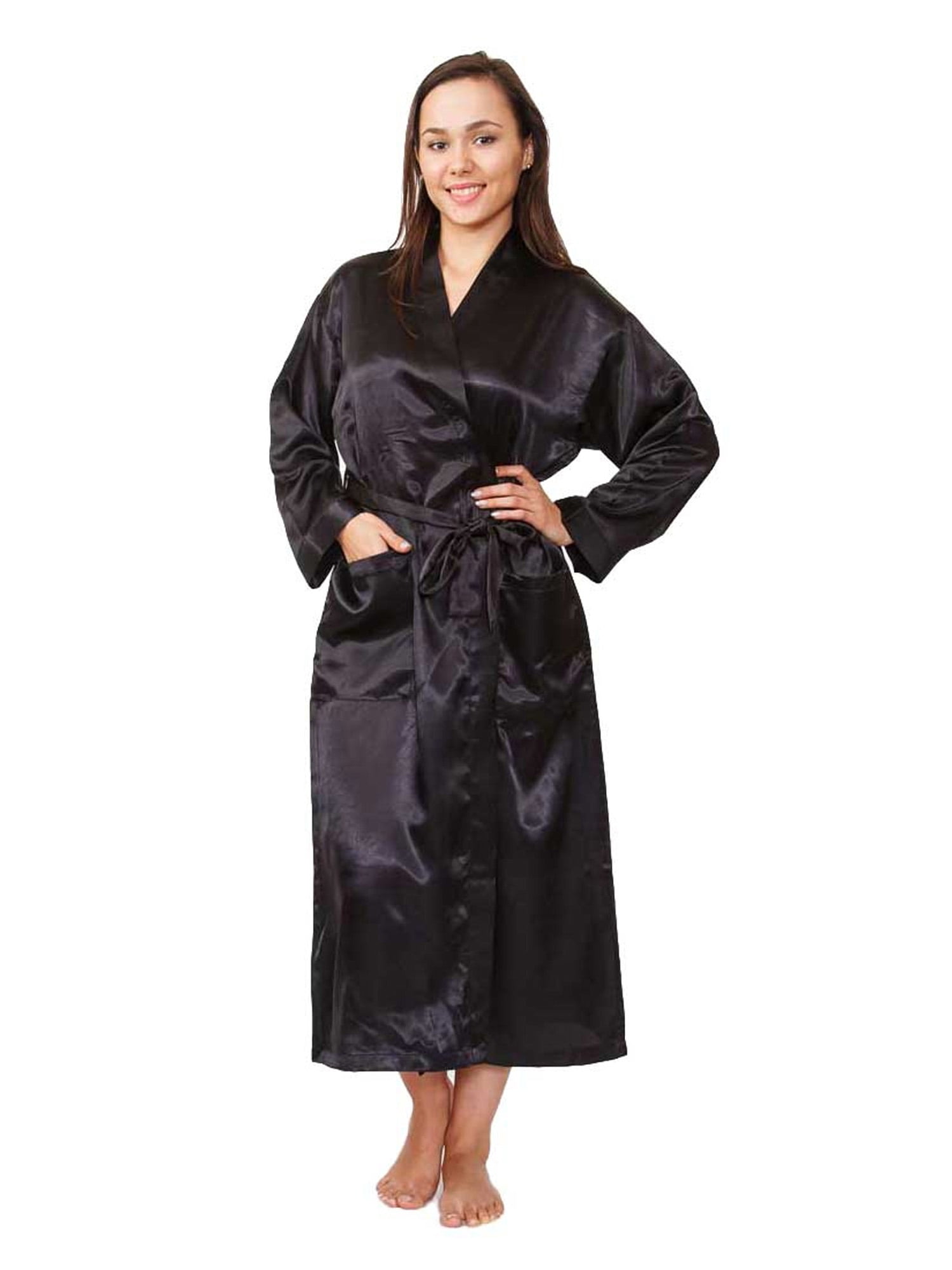 Up2date Fashion's Women's Solid-Black Long Robe - Walmart.com