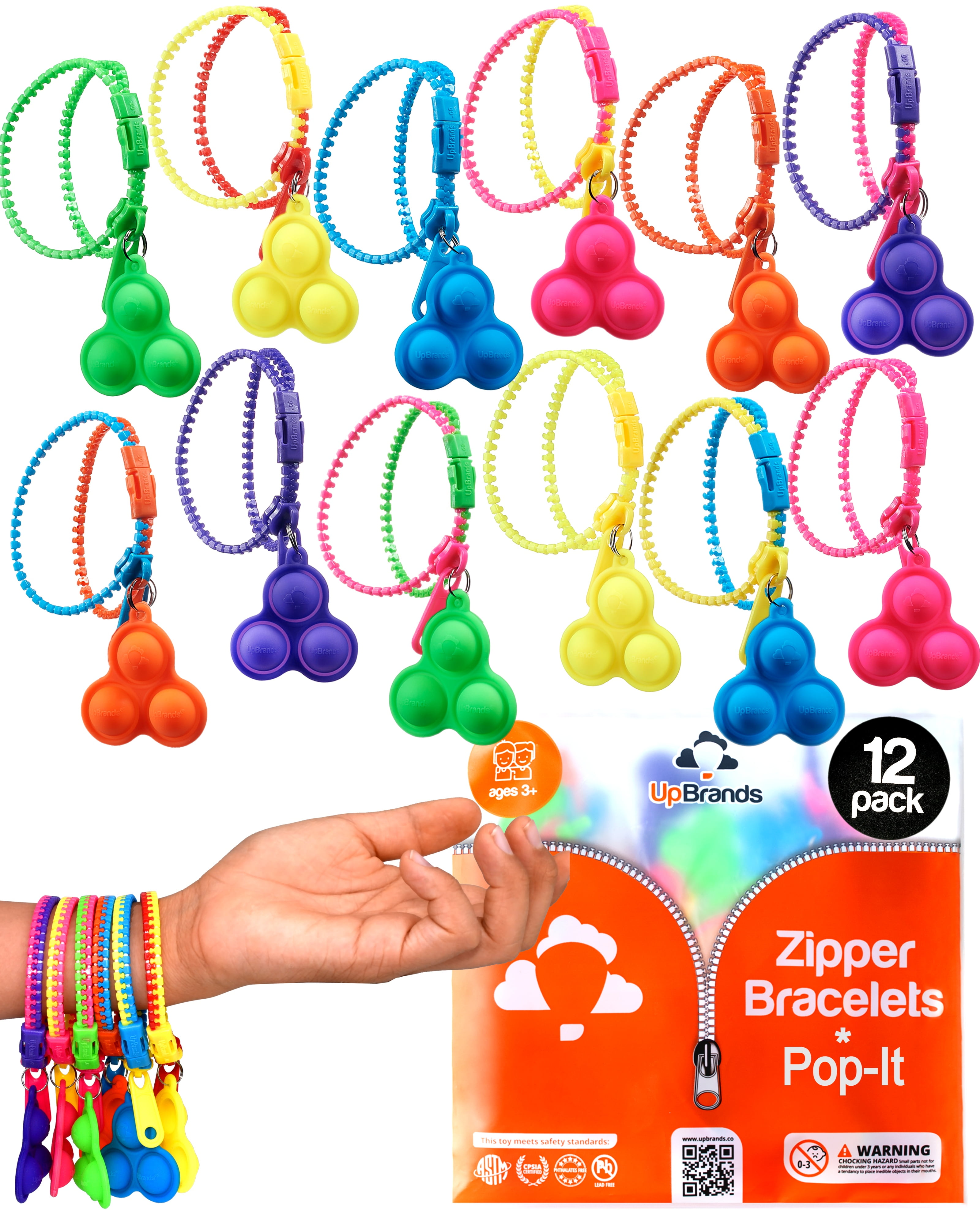 UpBrands 12 Fidget Party Favors For Kids Upgraded Zipper Pop-it ...