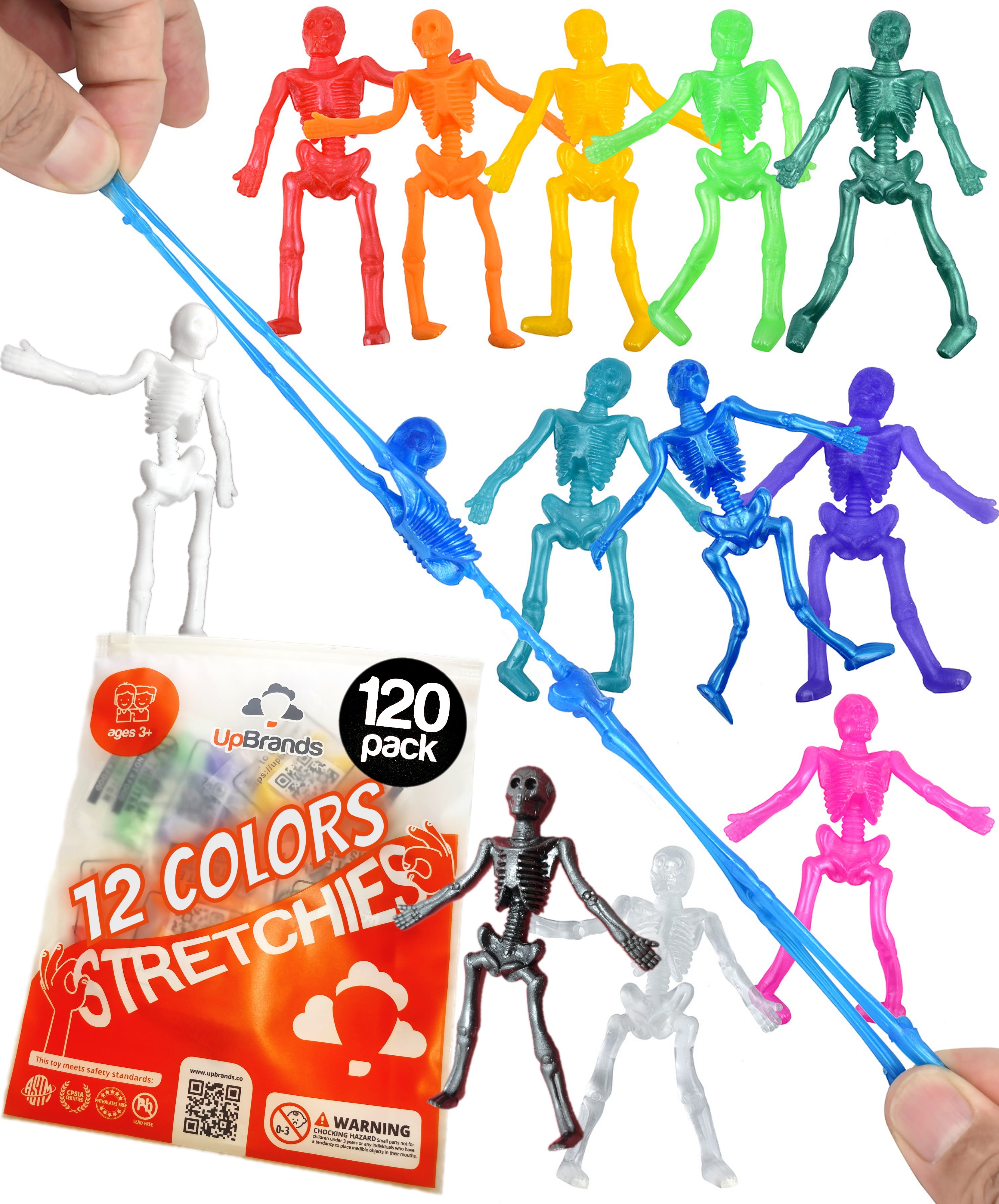 UpBrands 120 Halloween Toys Stretchy Skeleton, 12 Colors Bulk Party ...