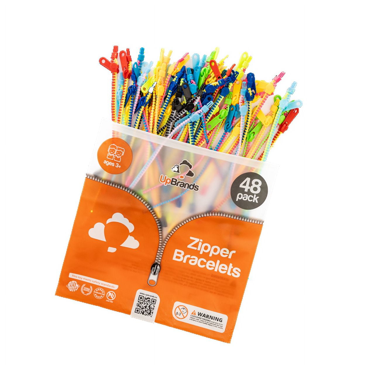 UpBrands 48 Fidget Toys Friendship Zipper Bracelets 7 ½”, Party Favors ...