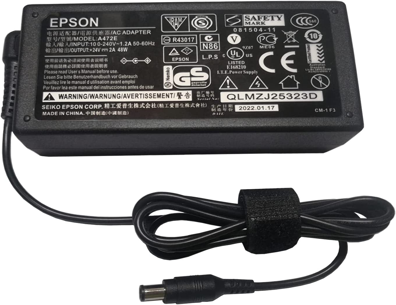 UpBright 24V 2A AC/DC Adapter Compatible for Epson Workforce A472E WF ...