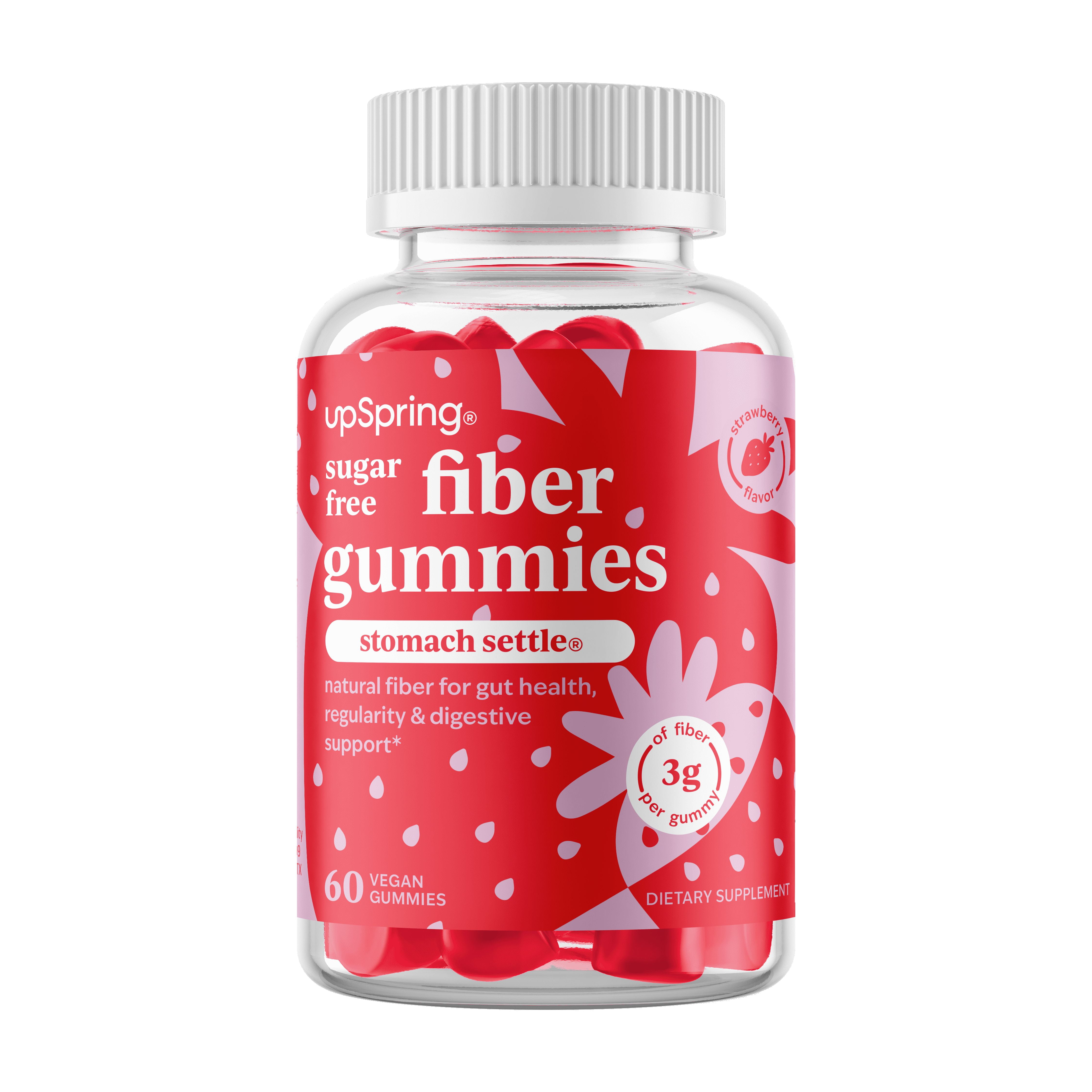 UpSpring Stomach Settle Fiber Gummies, Sugar Free, Strawberry Flavor ...