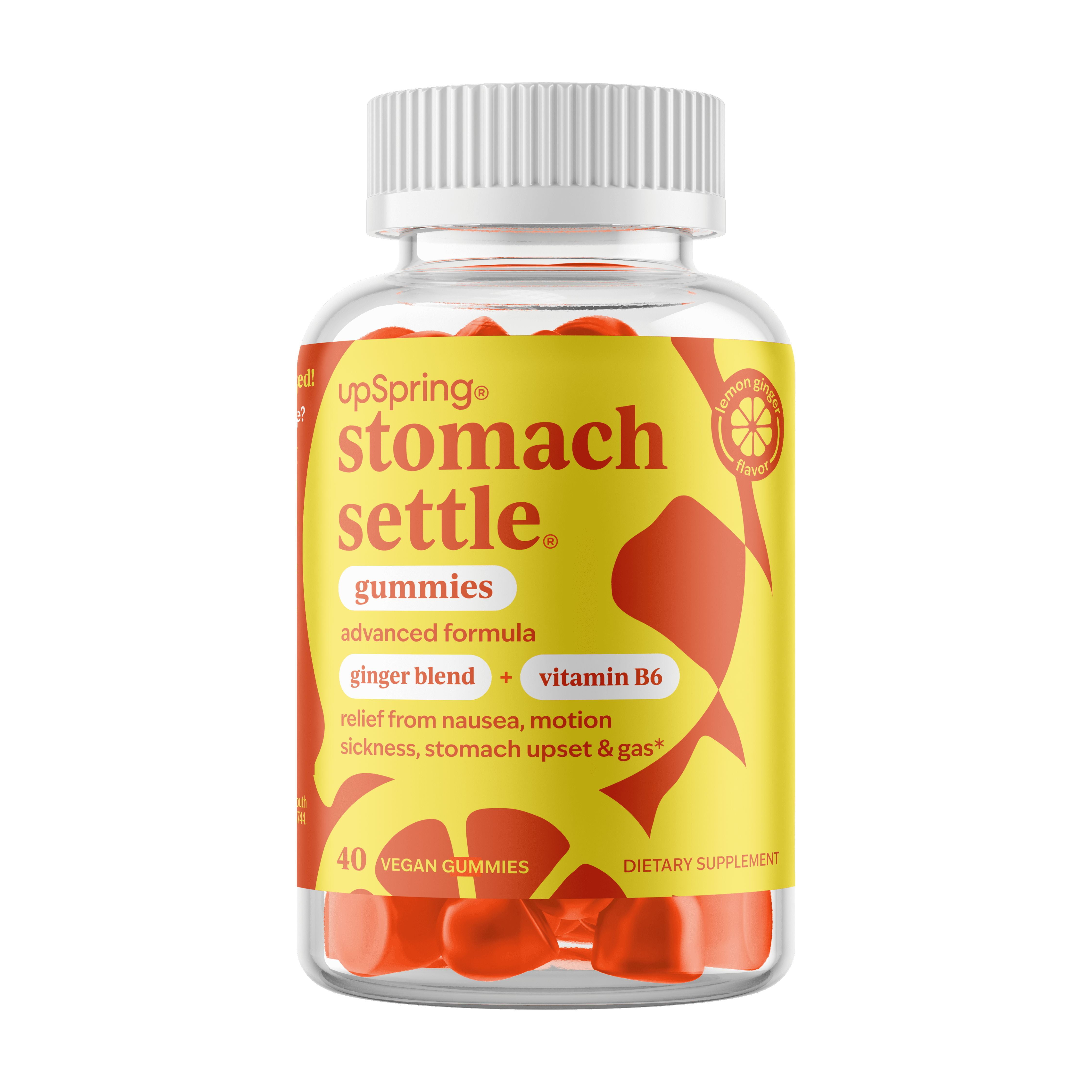 UpSpring Stomach Settle Gummies, with Vitamin B6, Lemon Ginger Flavor ...