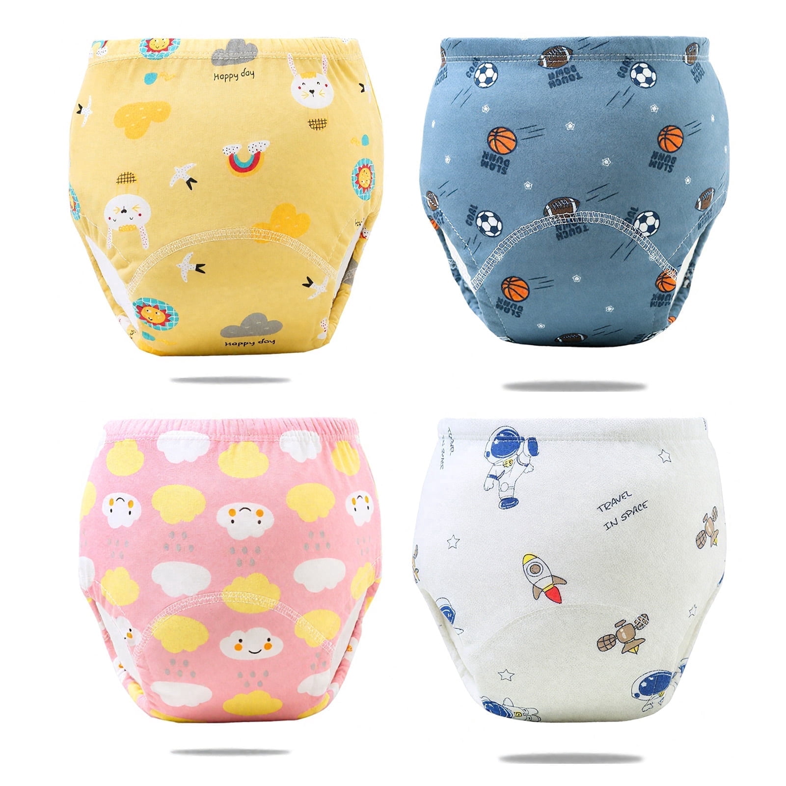 Upairy Toddler Potty Training Pants 4 Pack - 100% Cotton Soft Absorbent ...