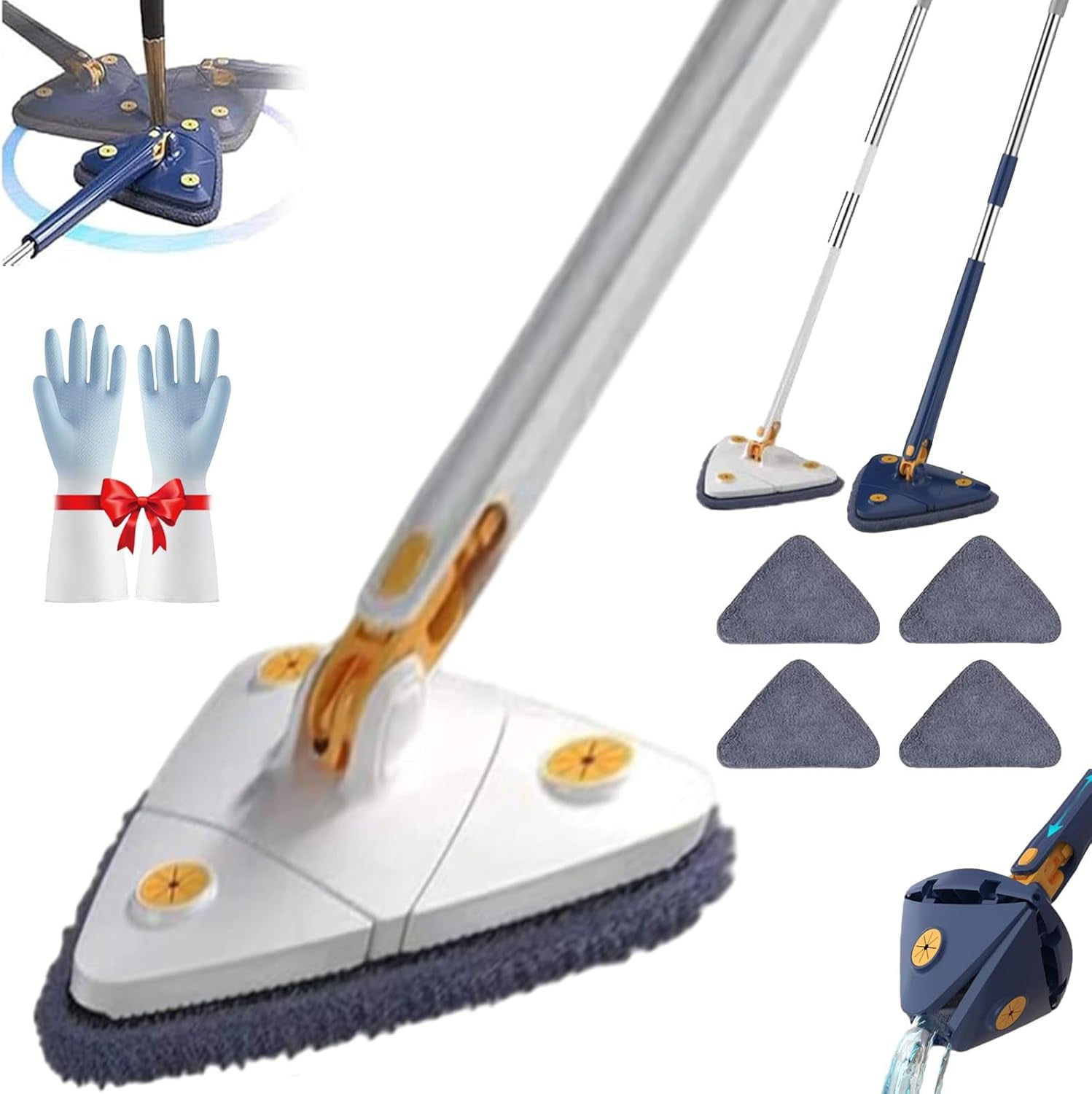 Upattend Mop Sturdy, Upattend Triangle Mop with Reusable Pads, Upattend ...