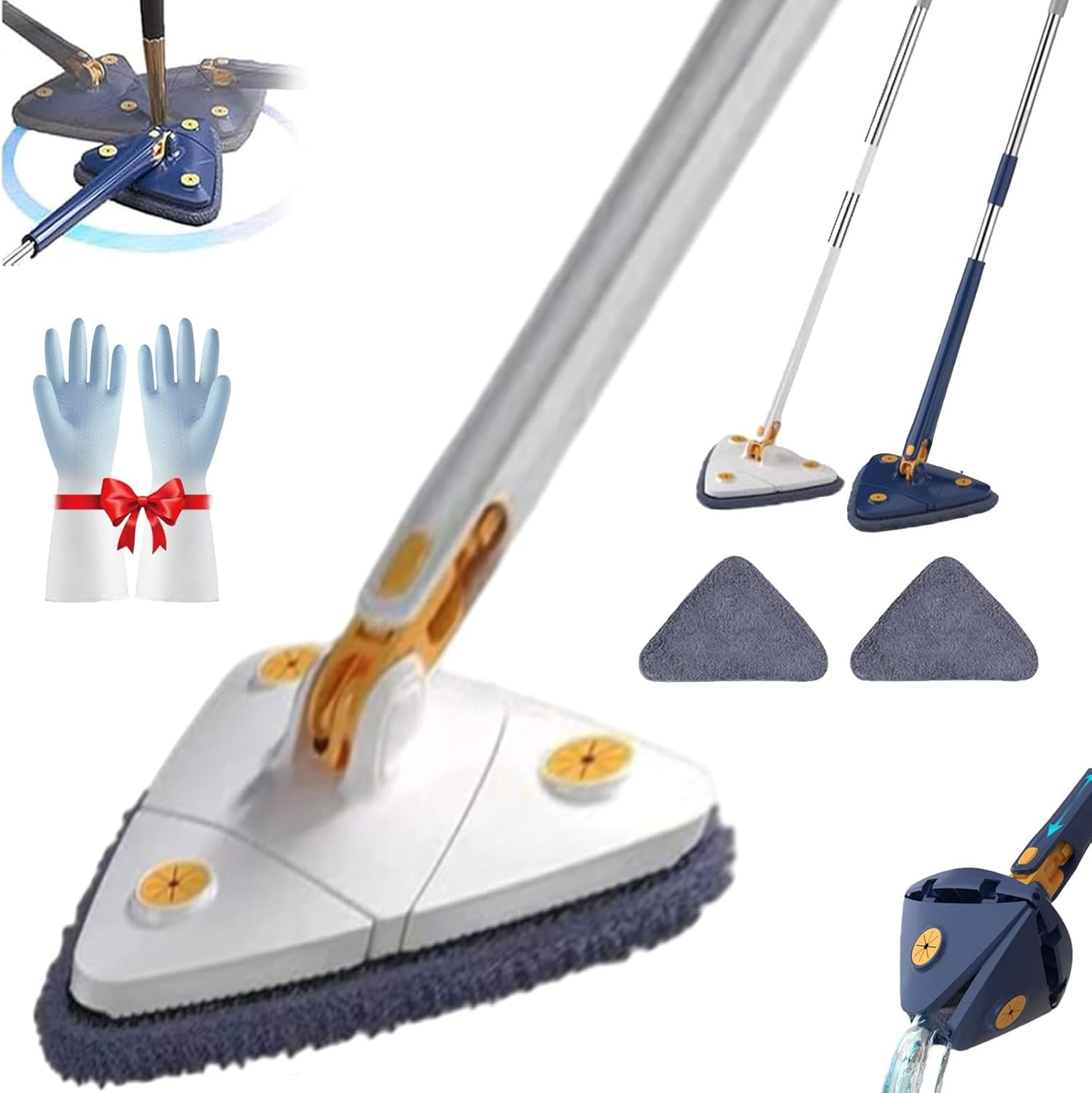 Upattend Mop Sturdy, Upattend Triangle Mop with Reusable Pads, Upattend ...