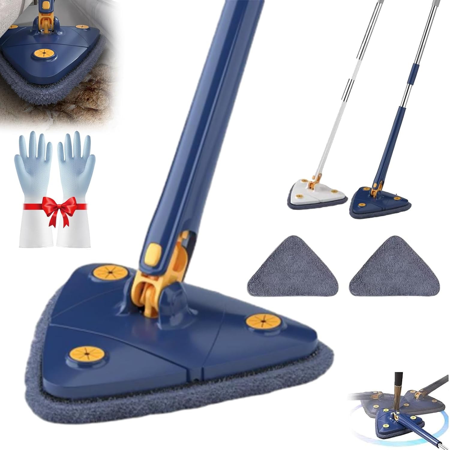 Upattend Mop Sturdy, Upattend Triangle Mop with Reusable Pads, Upattend ...