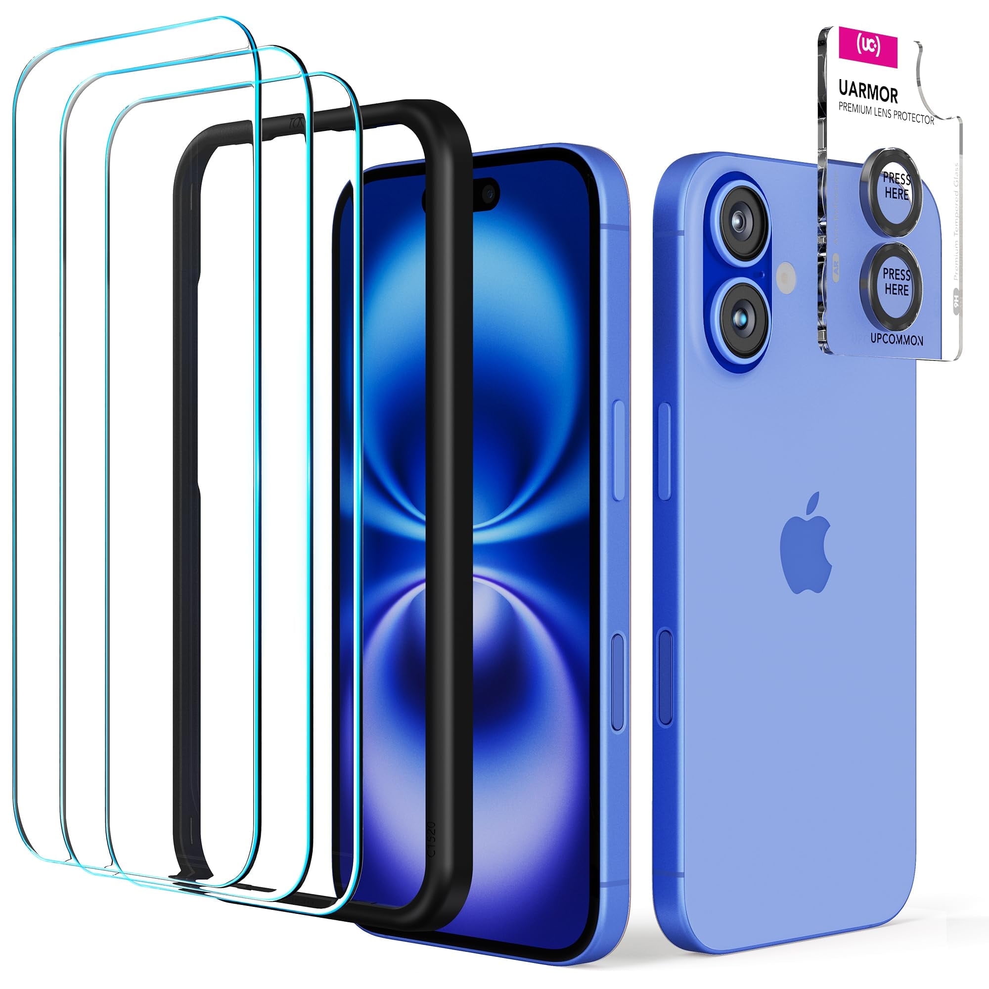 Upcommon UARMOR Glass 3 Pack Screen Protector & 1 Pack Camera Lens ...