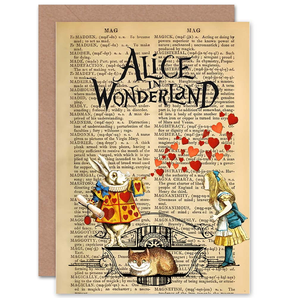 Upcycle Dictionary Alice Wonderland Greeting Card Plus Envelope Blank ...