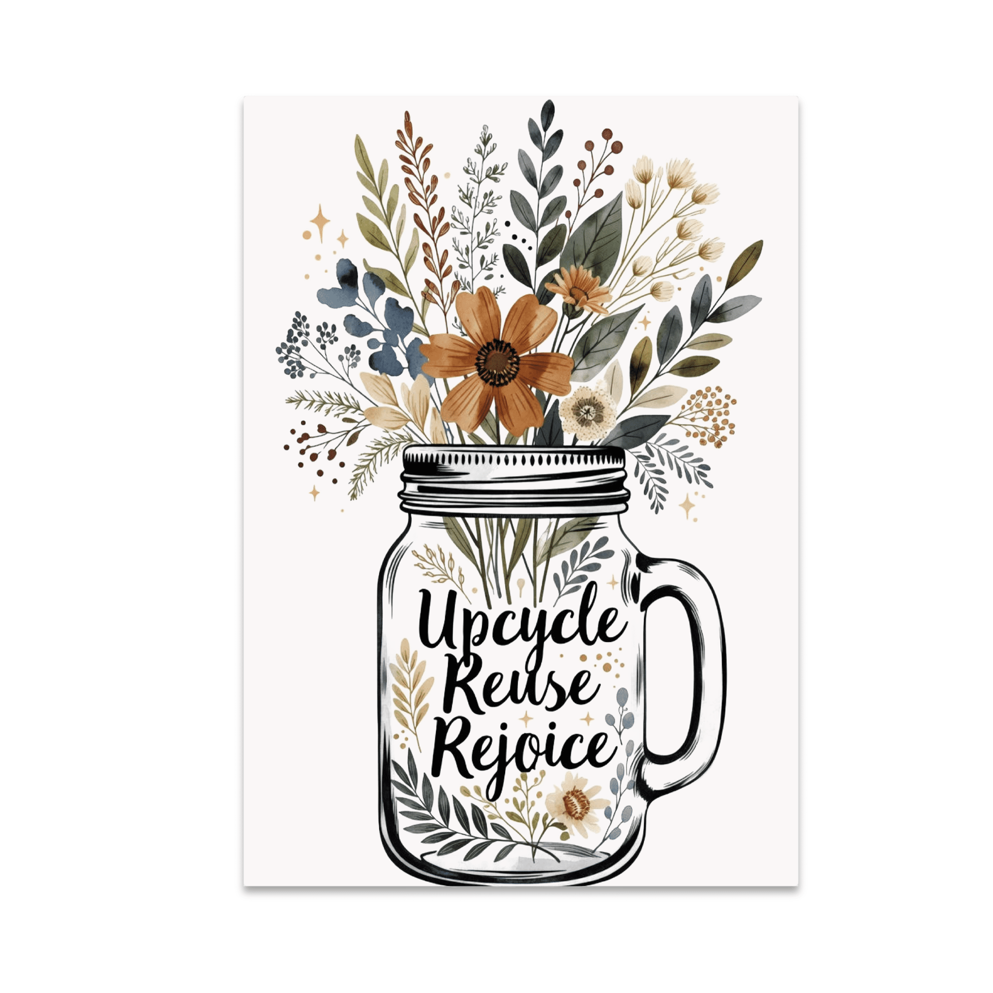 Upcycle Reuse Rejoice Botanical Art - Eco-Conscious Decor - 13x19 ...