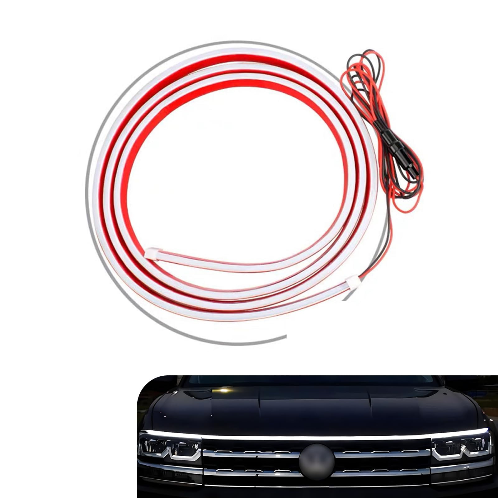 Update 1 PC Car Hood Gap Light Guide Strip, 70" Flexible Waterproof ...