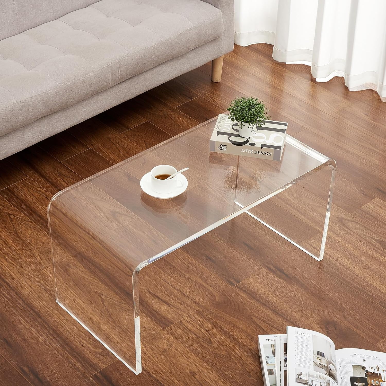 Update Acrylic Coffee Table, U-Shaped Clear Acrylic End Table ...