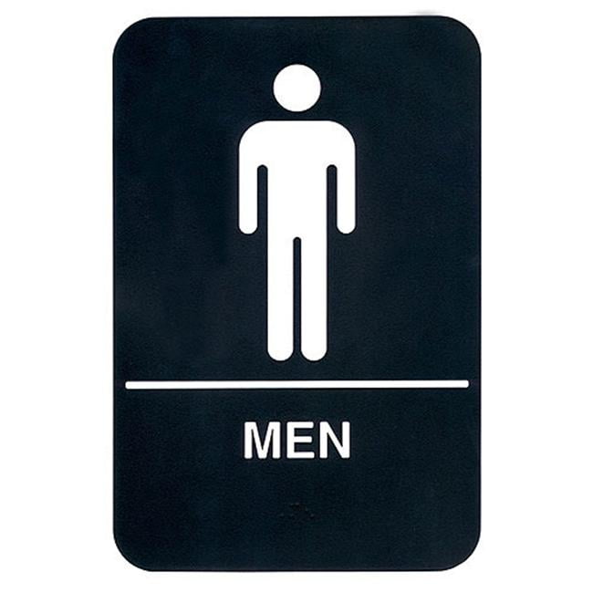 Update International S69B-6BK 6 in. x 9 in. Men Braille Sign - White On ...