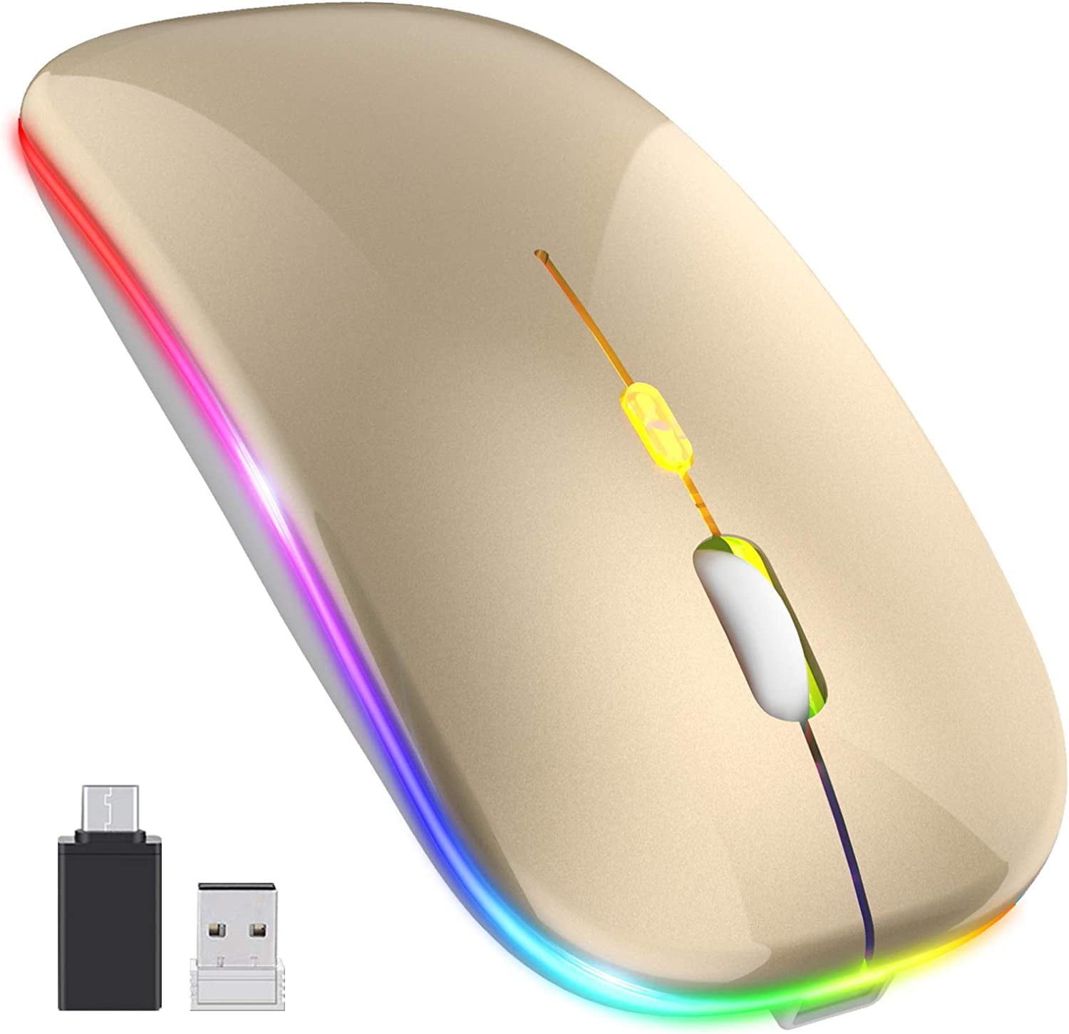 Update PC Mouse Wireless, LED Rechargeable Quiet Wireless Mouse Laptop ...