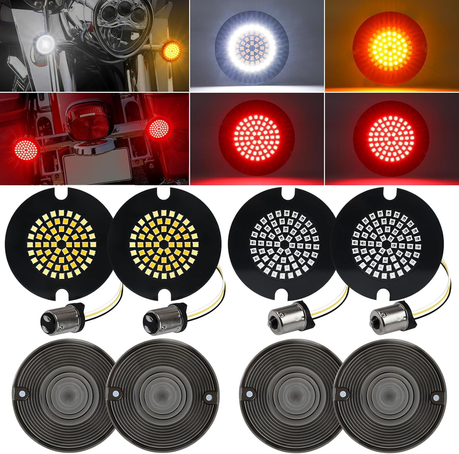 Updated 3 1/4 Inch LED Turn Signals 1156 1157 Socket Fit for Harley ...
