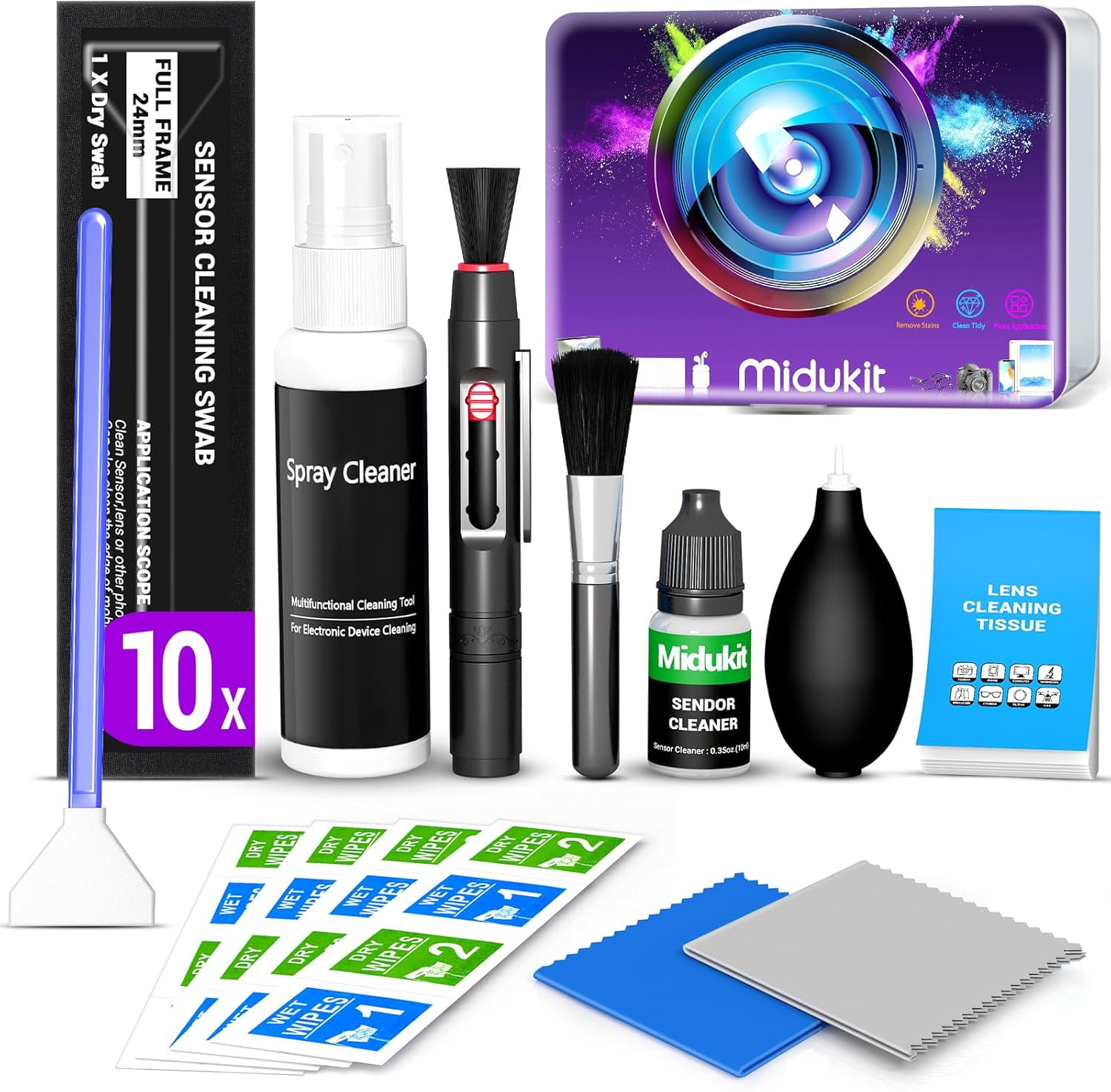 Updated Camera Lens and Sensor Cleaning Kit for Full Frame DSLR - 10x ...