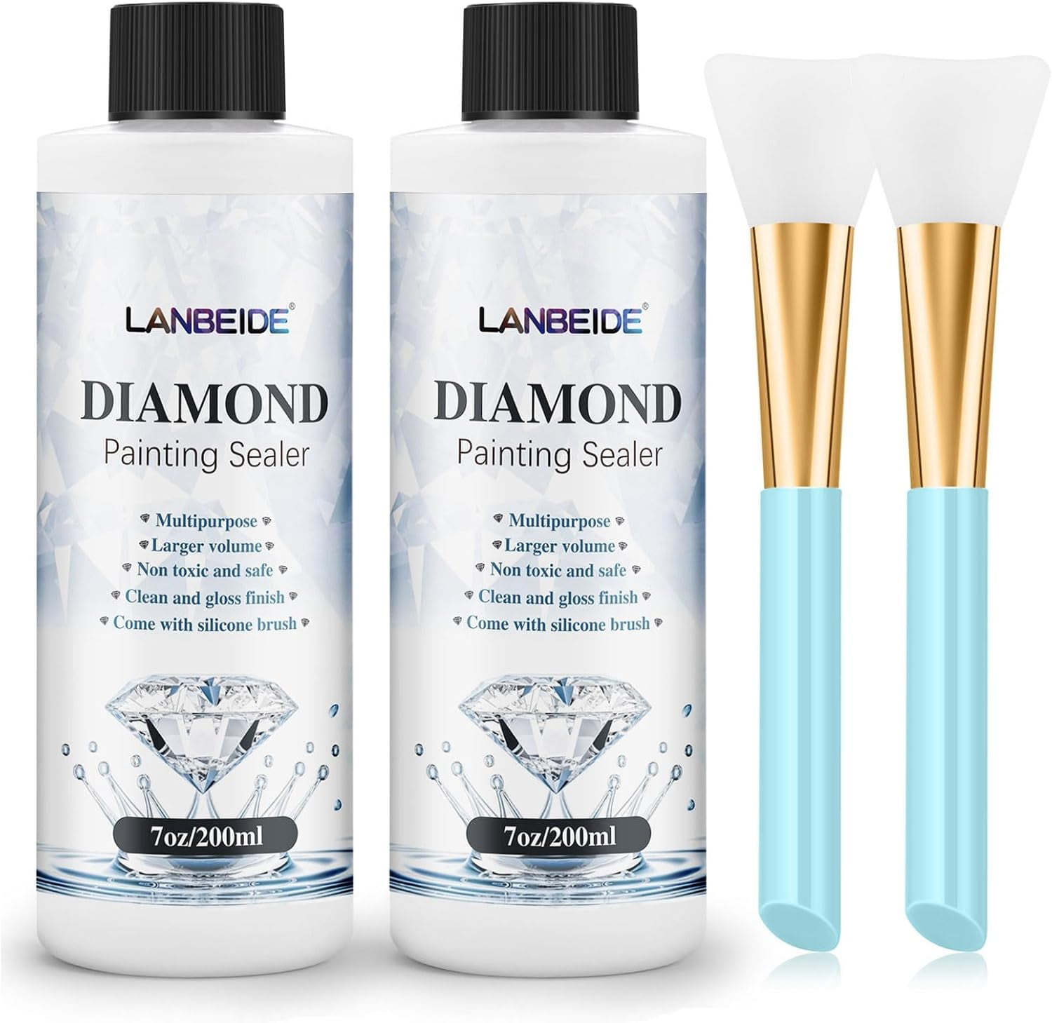 Updated Diamond Painting Sealer 200ML with Silicone Brush 2 Packs, 5D ...