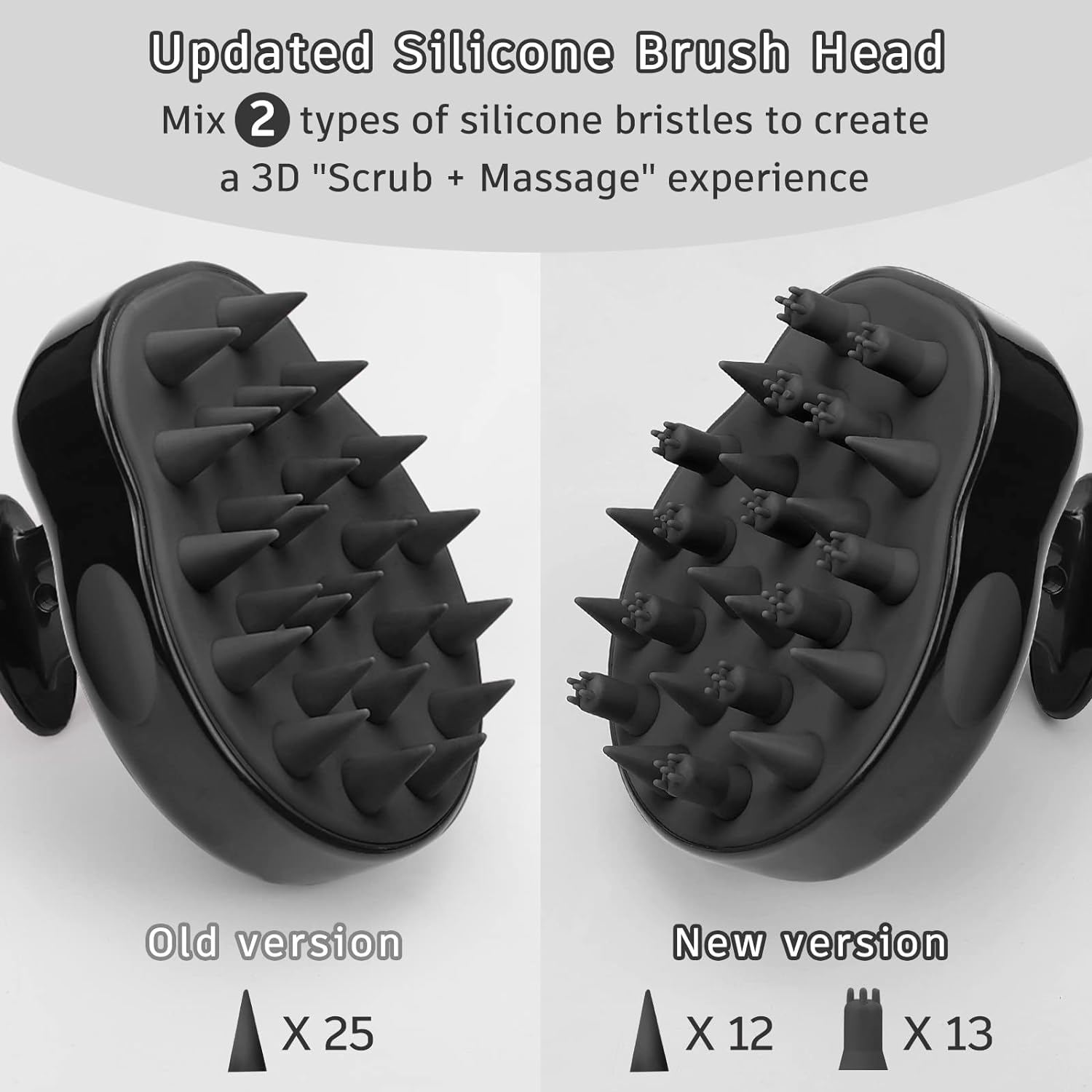 Updated Hair Scalp Massager Shampoo Brush With 2 Types Of Silicone Bristles
