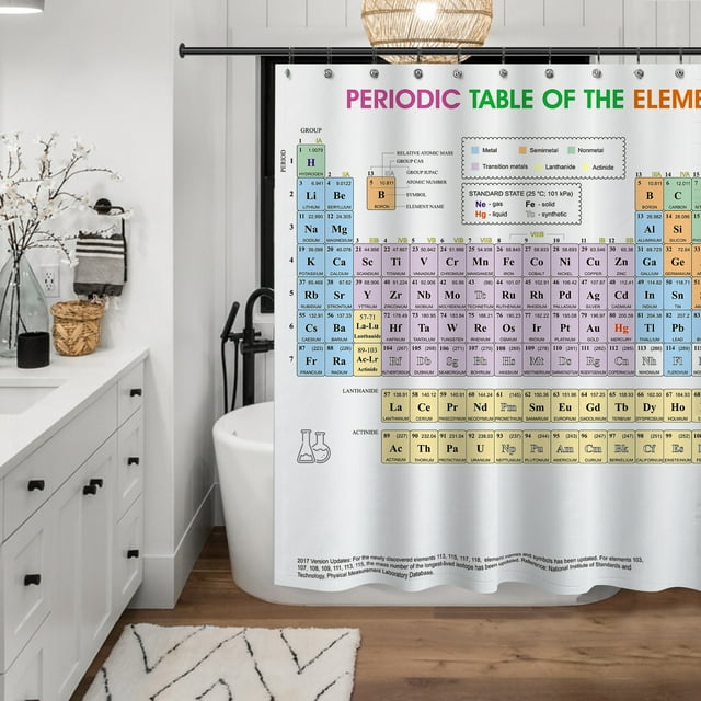 Updated Periodic Table of Elements Fabric Shower Curtains for Chemistry ...