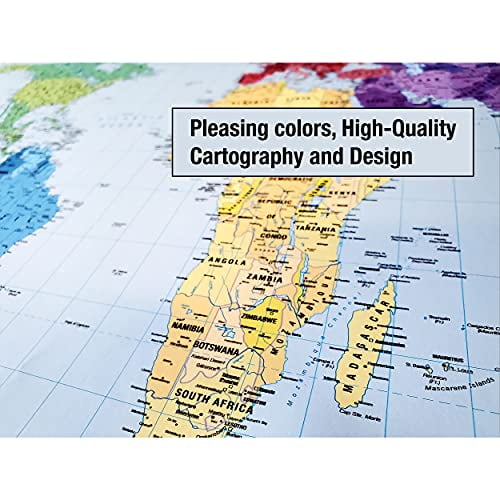 Updated Peters Projection World Map | Laminated 36" x 24” Map ...
