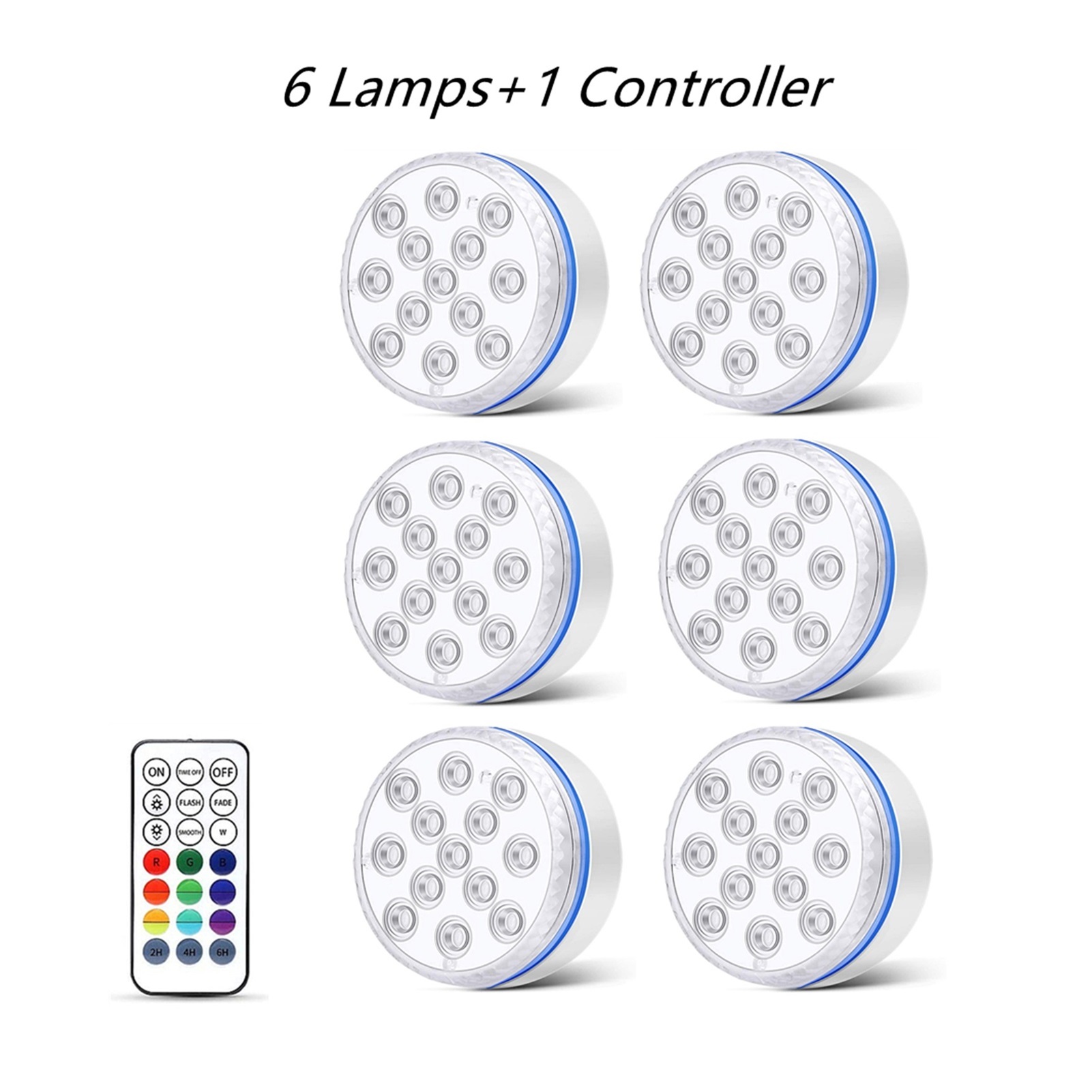 Updated Submersible LED Lights With Remote Underwater Pool Light IP68 Magnet 13 LED Bright Lamp ...