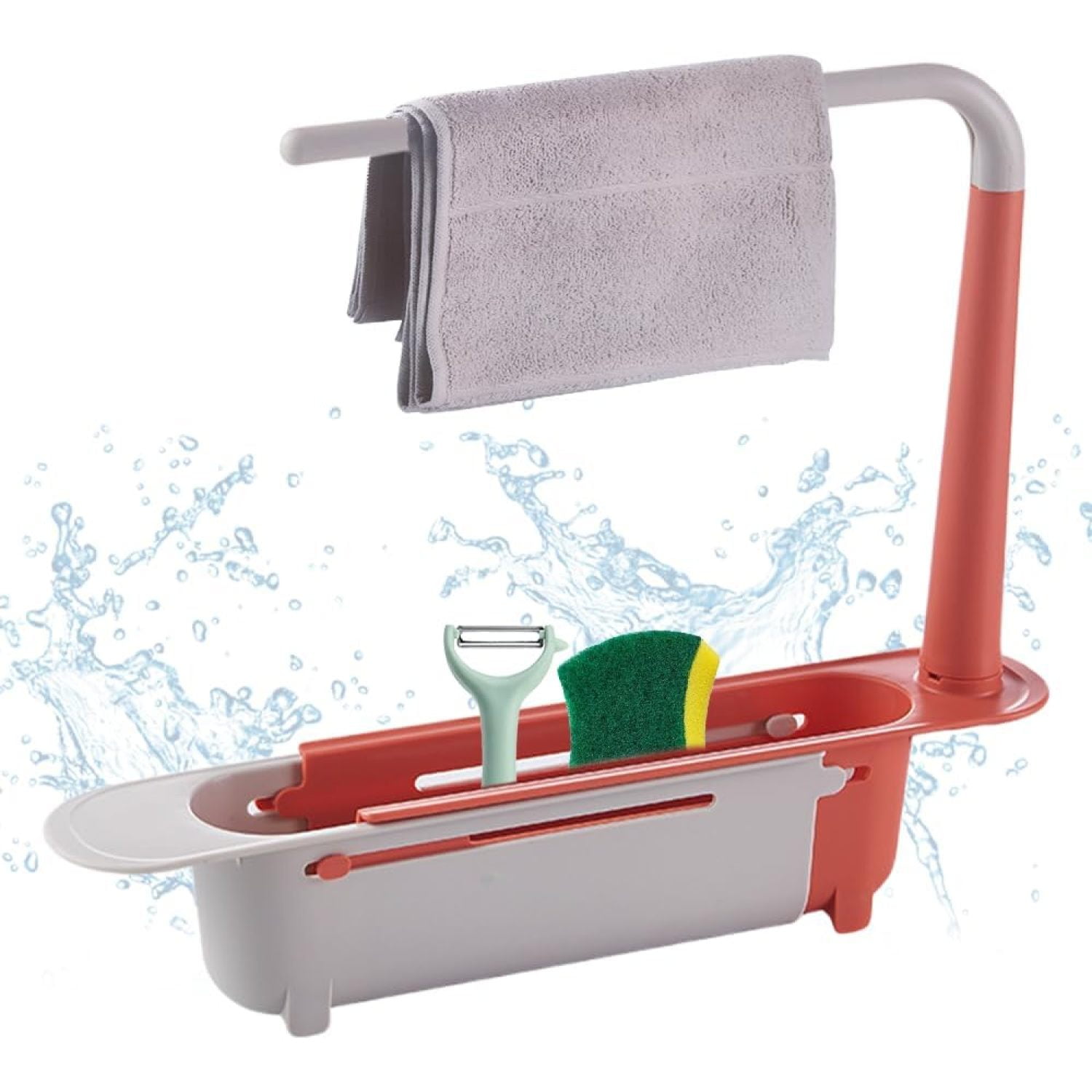 Updated Telescopic Sink Storage Rack Adjustable Over Sink Organizer ...