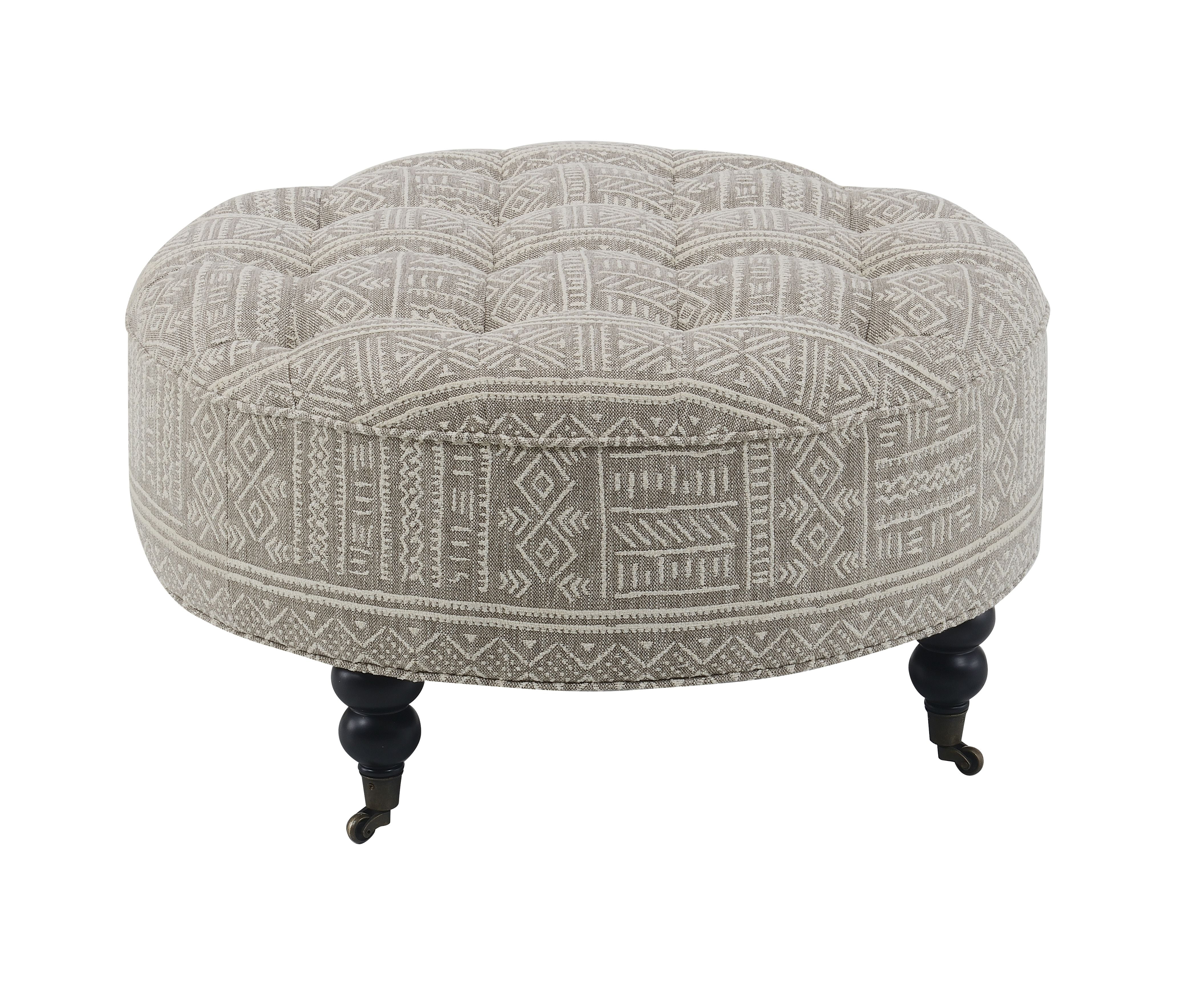 Upendo Pattern Fabric Ottoman W/Casters,Multi Fabric Furniture Primary ...