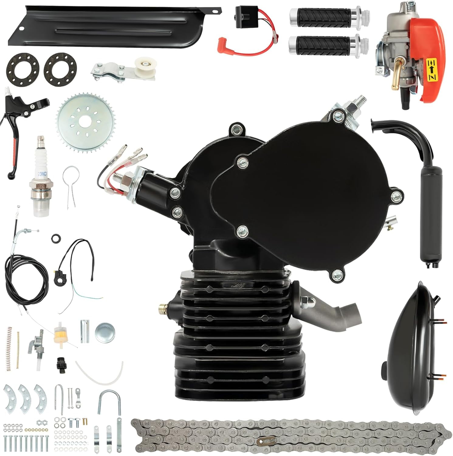 Upgrade 110CC Bicycle Engine Kit 2 Stroke Motorized Bike Kit Gas ...