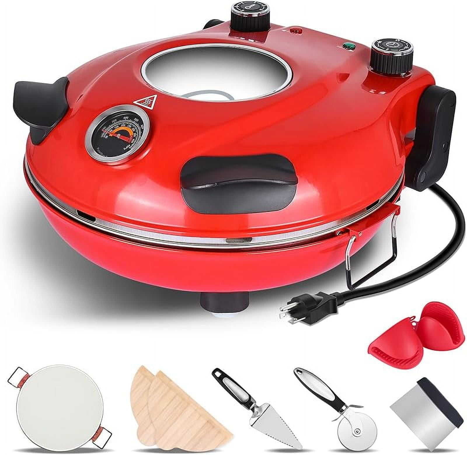 Upgrade 12" Crispy Pizza Oven with Timer, Stone, Indoor Portable ...