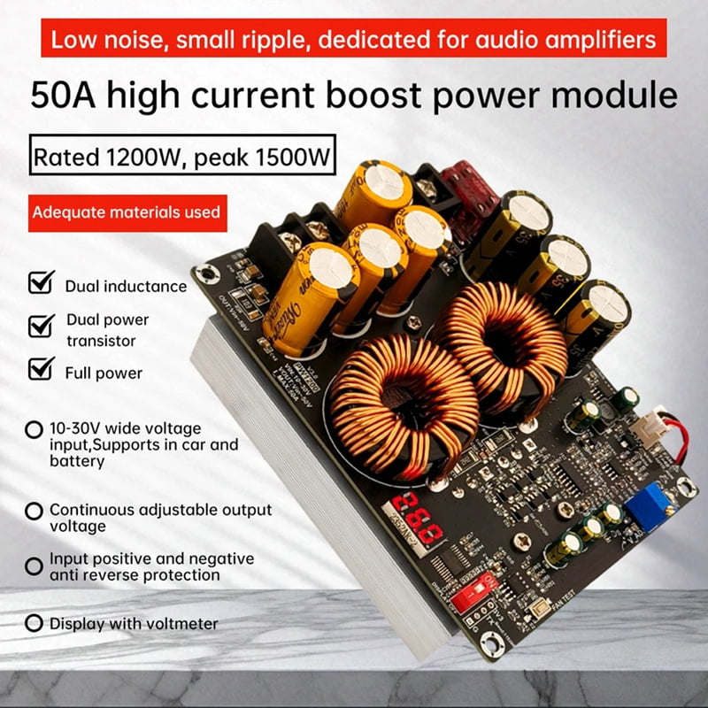 Upgrade 1200W 50A DC-DC Boost Converter Step Up Power Supply Module 10 ...