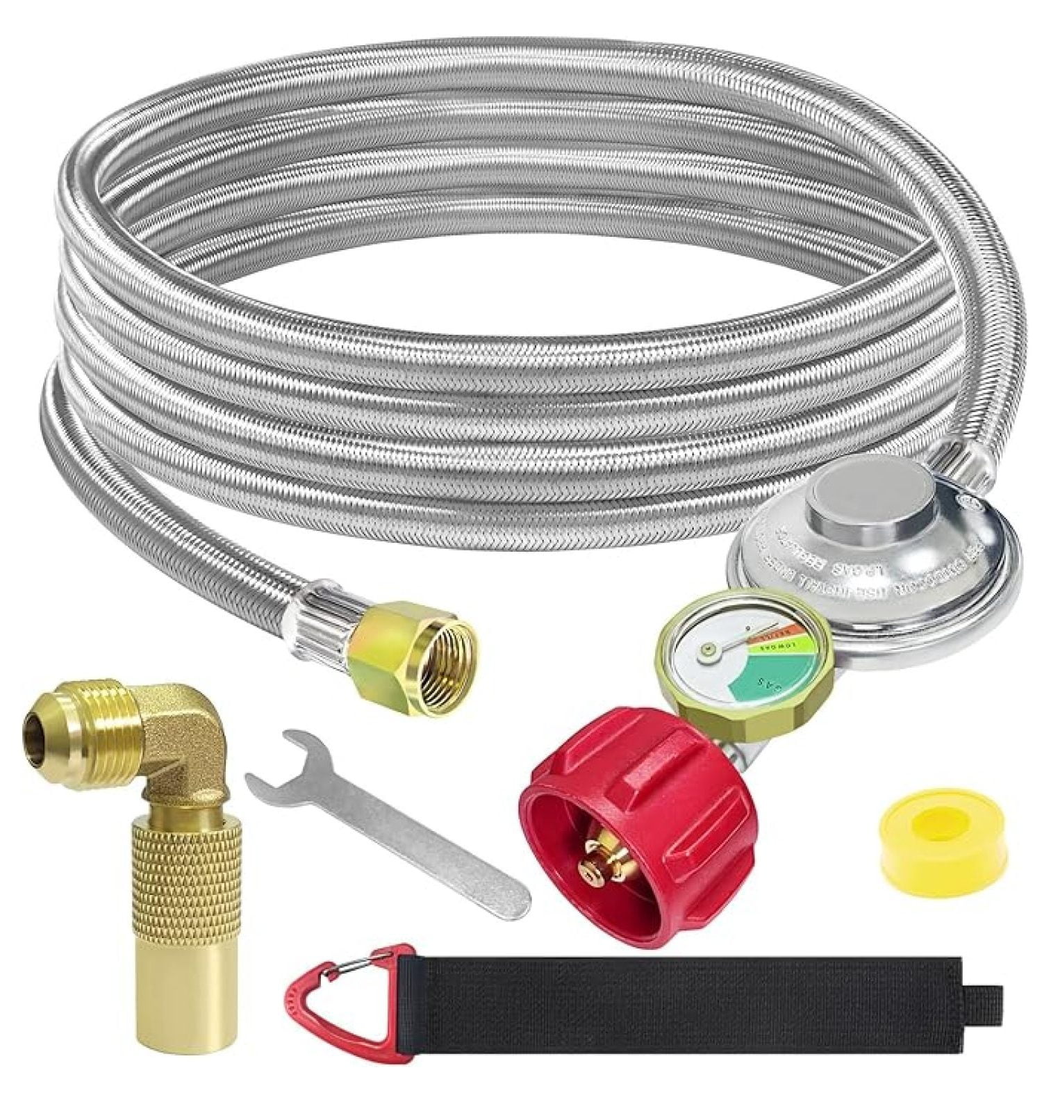 Upgrade 12FT Braided Propane Regulator and Hose with Gauge, QCC1 ...
