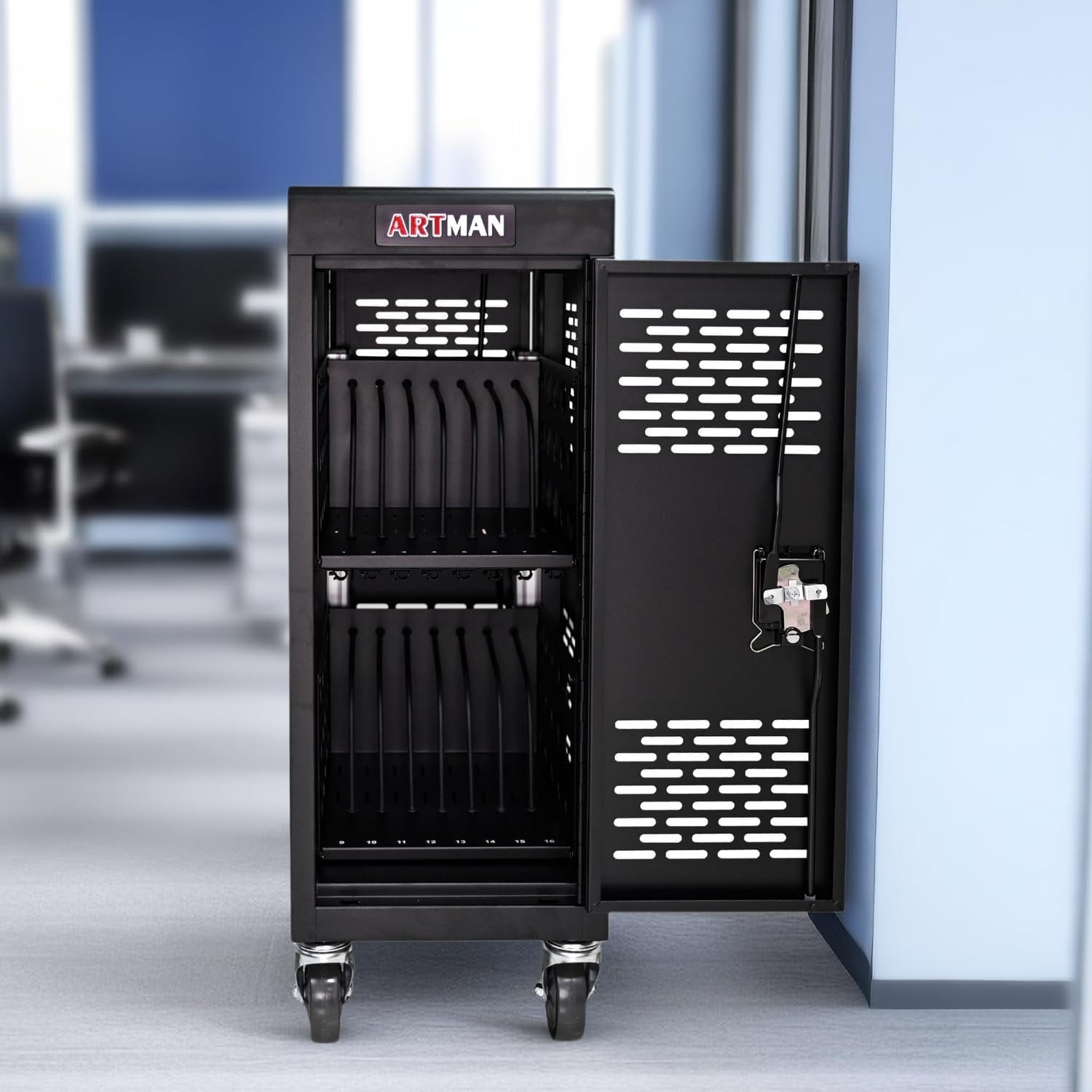 Upgrade 16 Device Mobile Charging Cart for Tablets Laptops, Portable ...