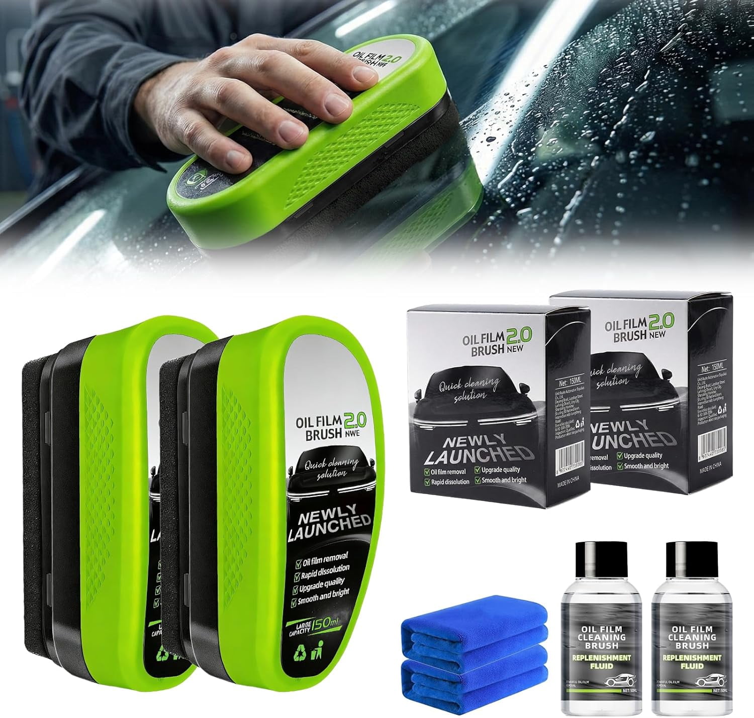 Upgrade 2.0 Clear Vision Glass Cleaner, Automotive Oil Film Cleaning ...