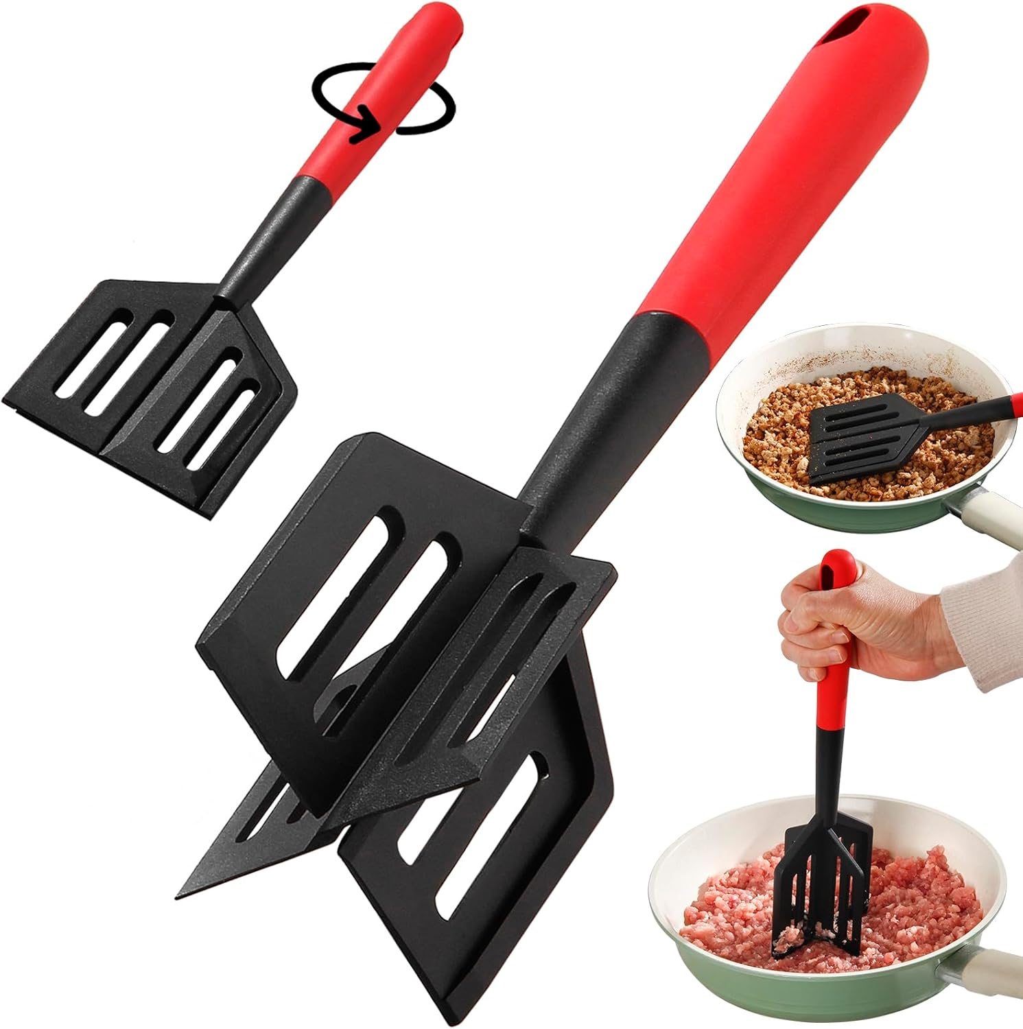 Upgrade 2-in-1 Meat Chopper & Spatula for Ground Beef, Hamburger ...