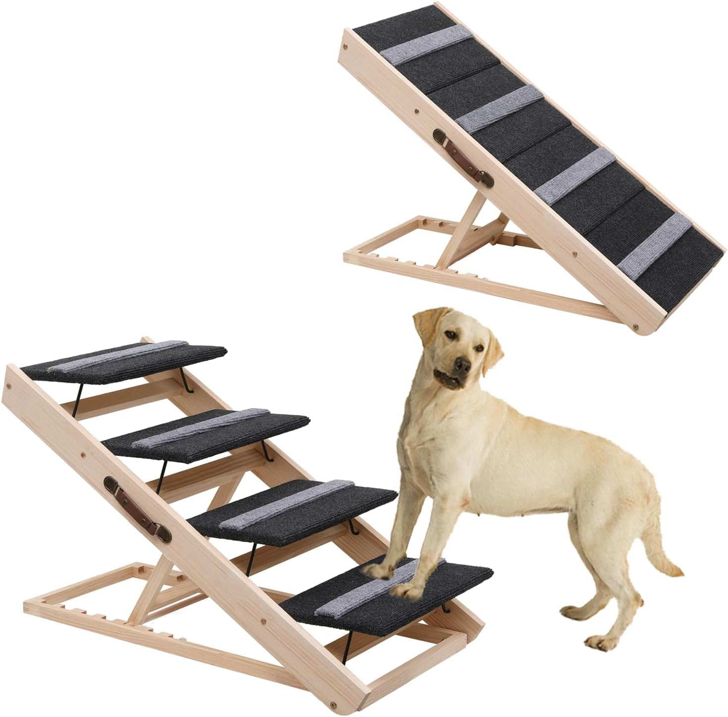 Upgrade 2-in-1 Pet Ramp Dog Stair,Folding Pet Stairs,Portable Dog Ramp ...