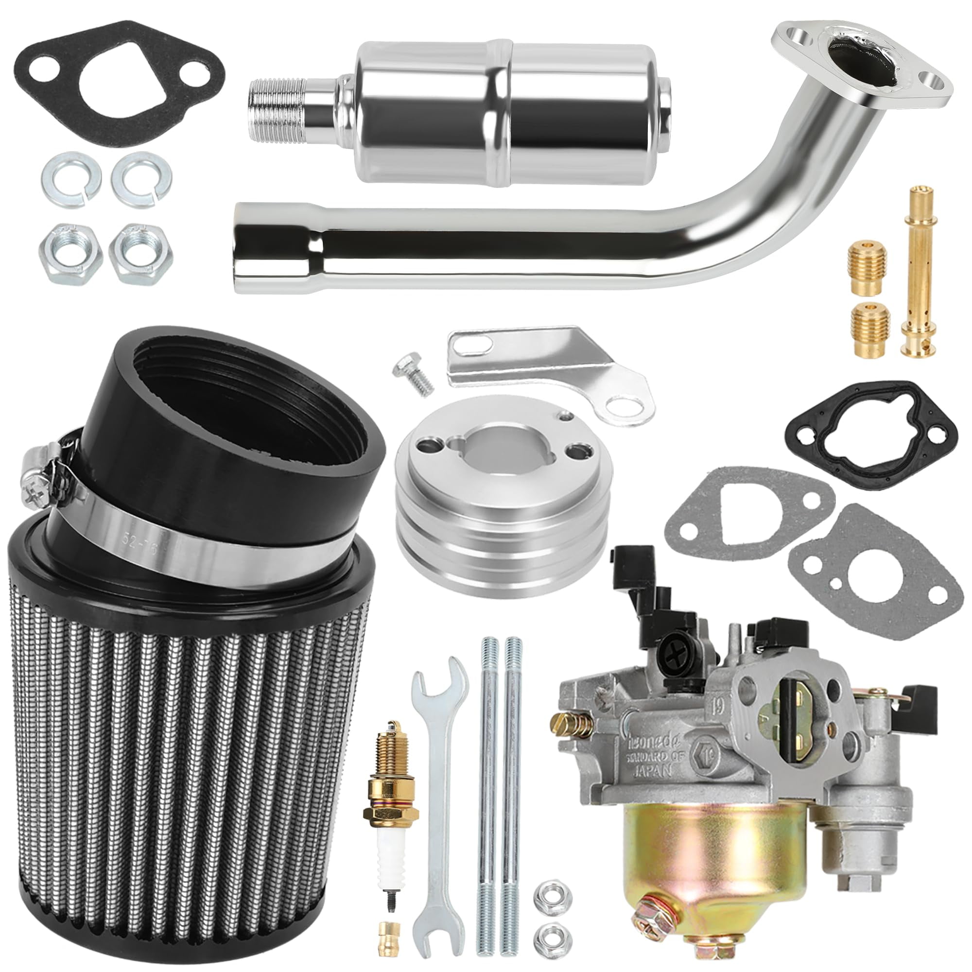 Upgrade 212cc Carburetor Air Filter Exhaust Pipe Muffler Kit Compatible ...