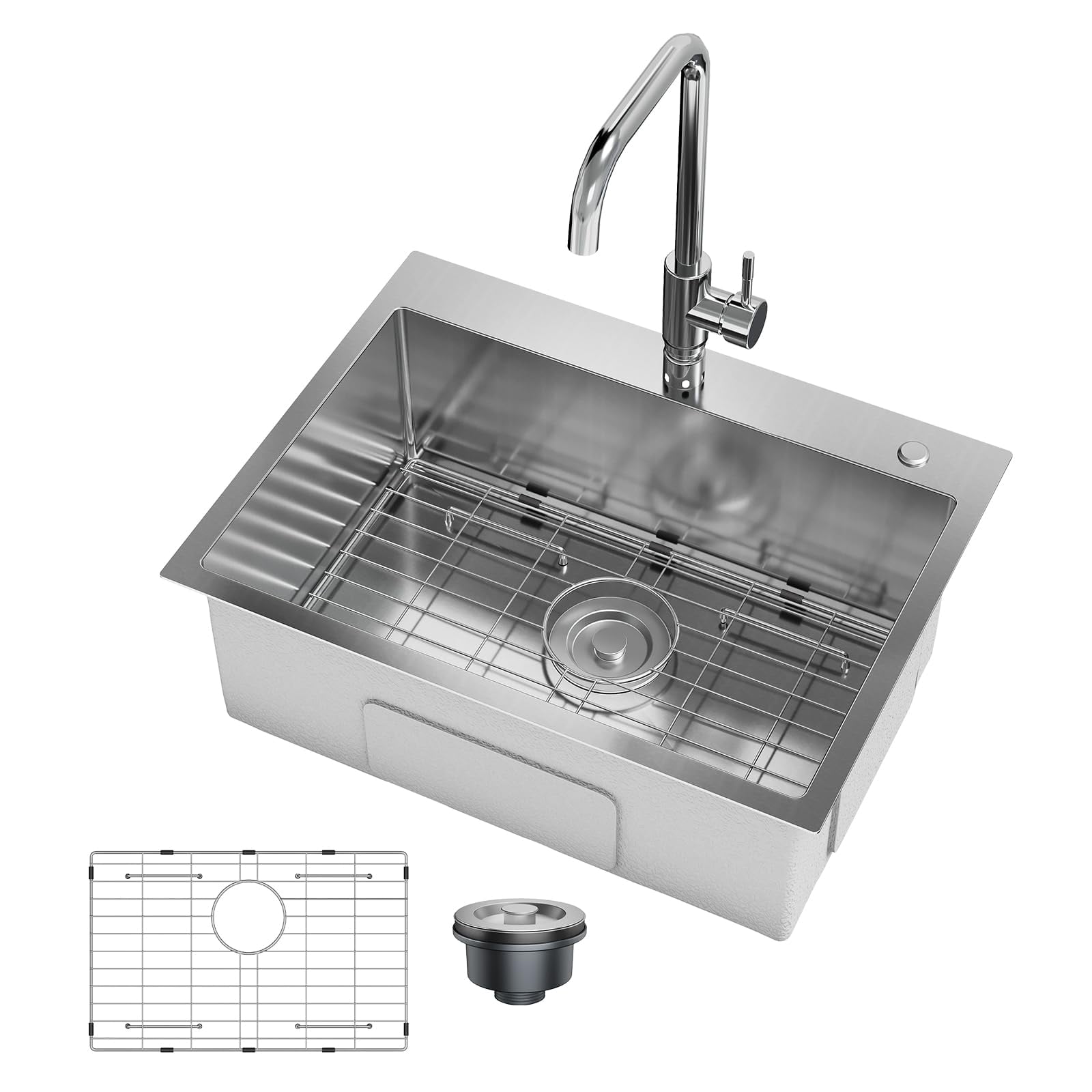 Upgrade-24" Sliver Undermount Kitchen Sink Workstation, Kitchen Sinks ...