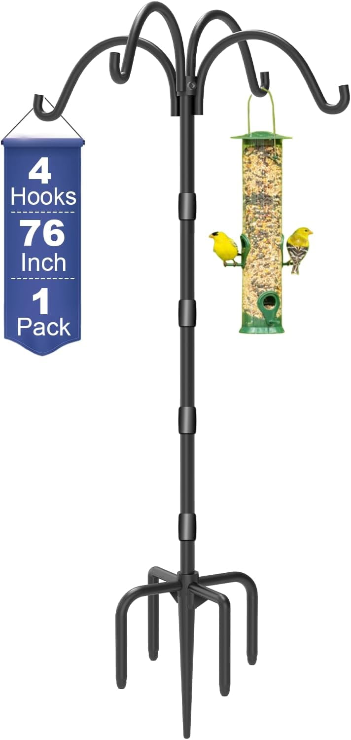 Upgrade 4-Hook Shepherds Hooks for Outdoor with Plastic Tube, 76" Heavy ...