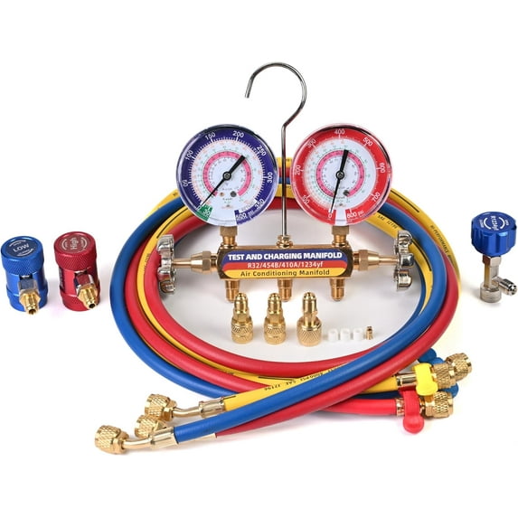 Upgrade 42036 Test & Charging Manifold with 3-1/8"(80 mm) Gauges, A2L ...