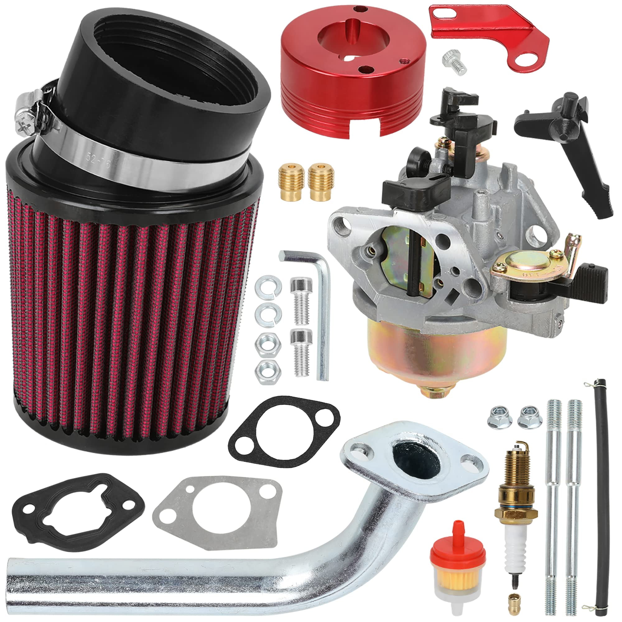Upgrade 420cc Carburetor Air Filter Adapter Exhaust Pipe Kit Compatible ...