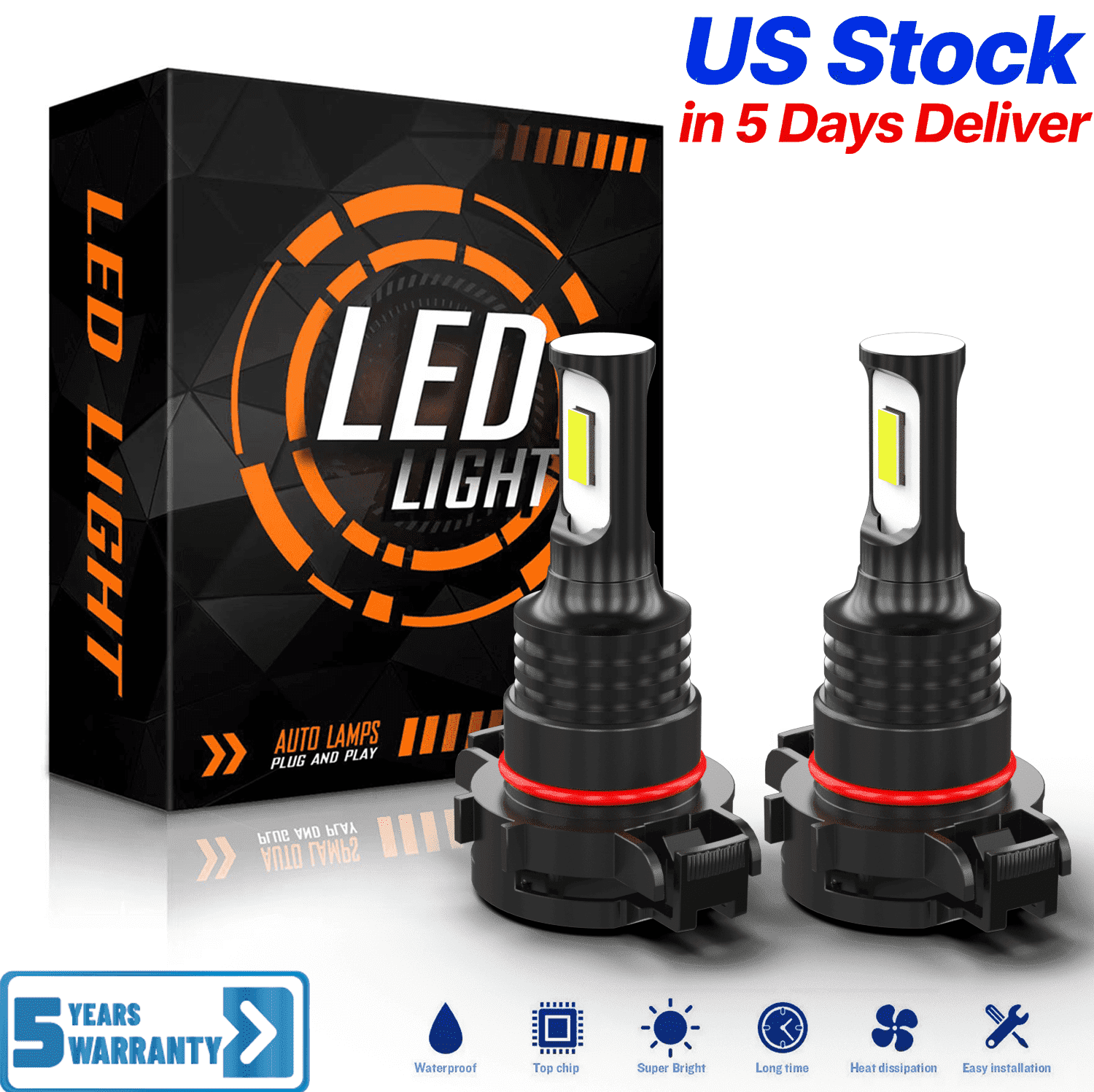 Upgrade 5202/5201 LED Fog Light Bulb for Fog Lamp DRL, 6500K White, 6X ...