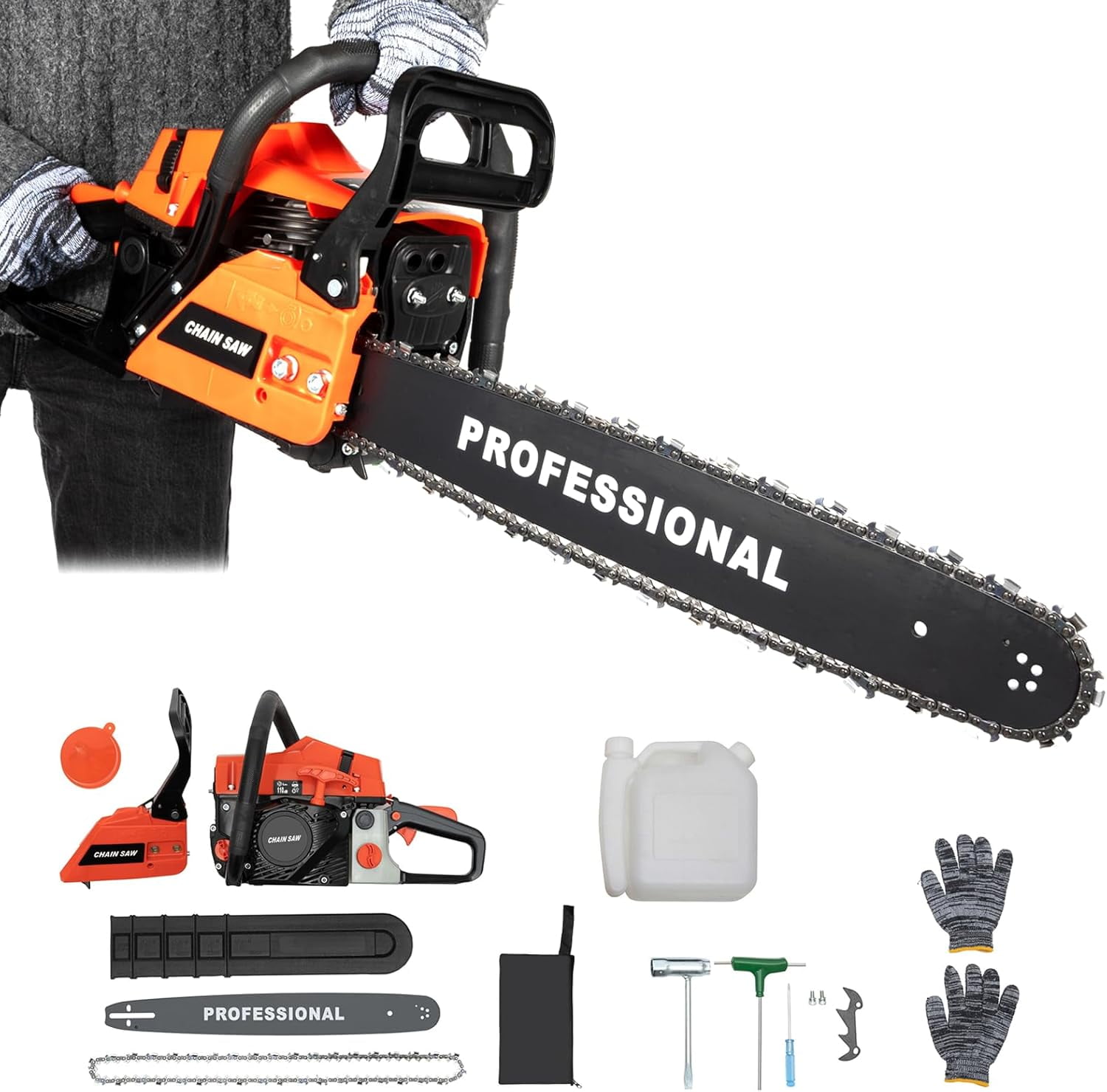 Upgrade 58cc Gas Chainsaw 20 Inch 2-Stroke Gas Powered Chainsaw Air ...