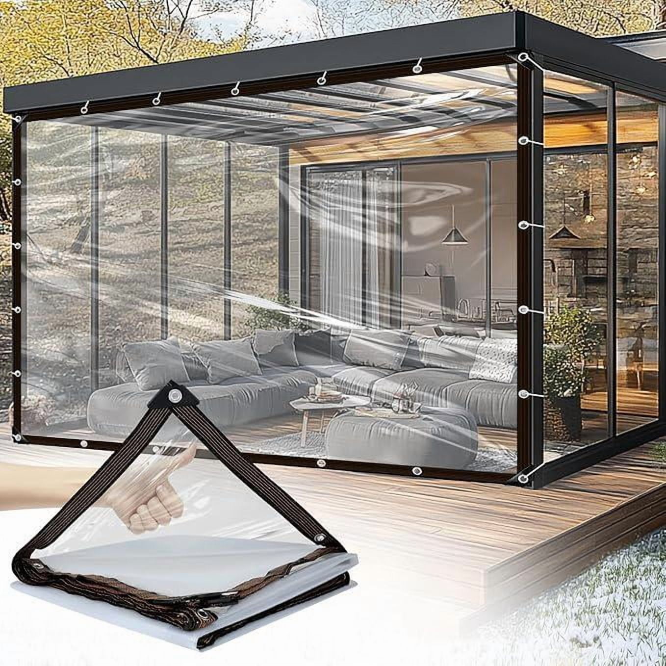 Upgrade 7x10ft Clear Tarp- Waterproof, Thickened PVC Vinyl, Tear ...