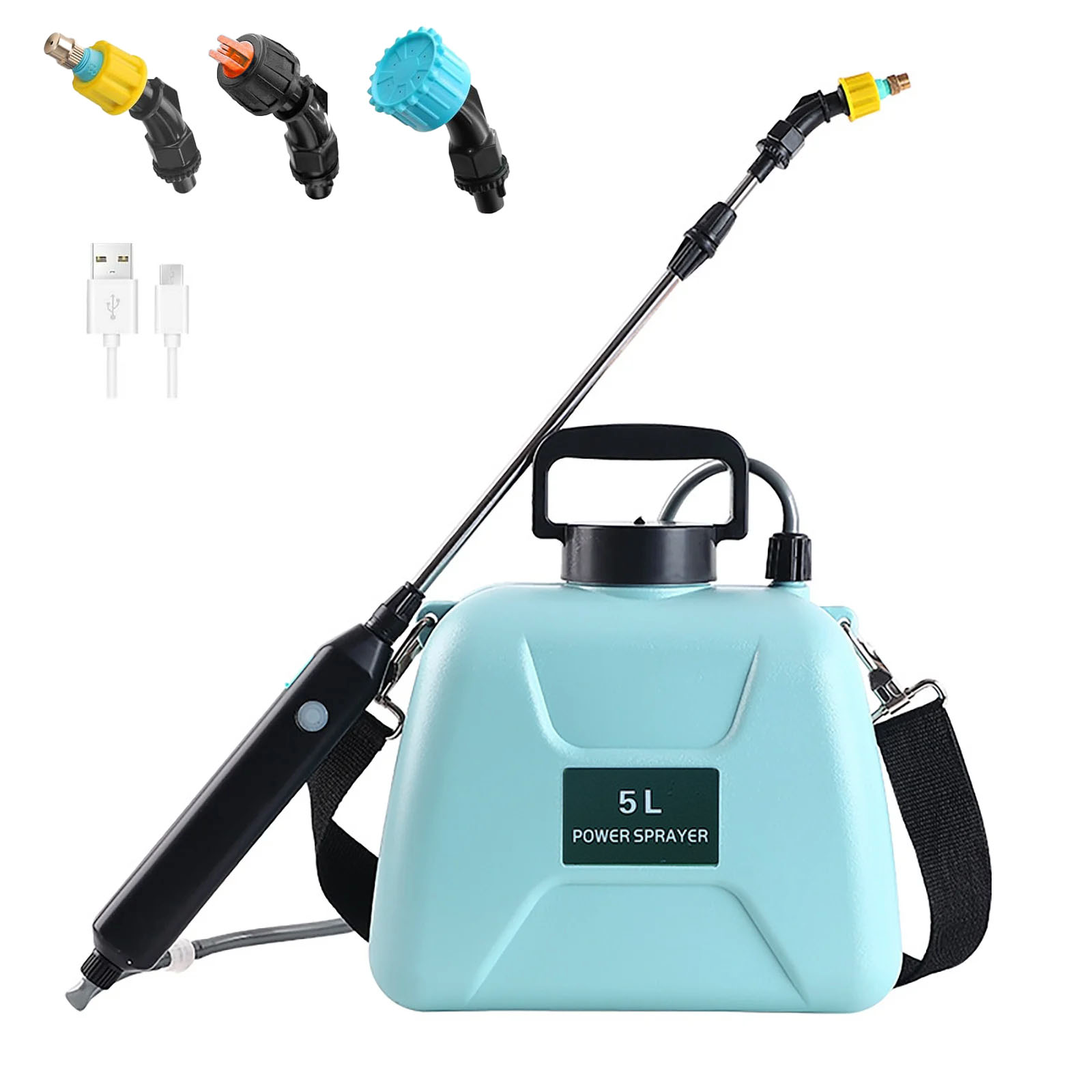 Upgrade Battery Powered Garden Sprayer with 3 Mist Nozzles, 1.35 Gal ...