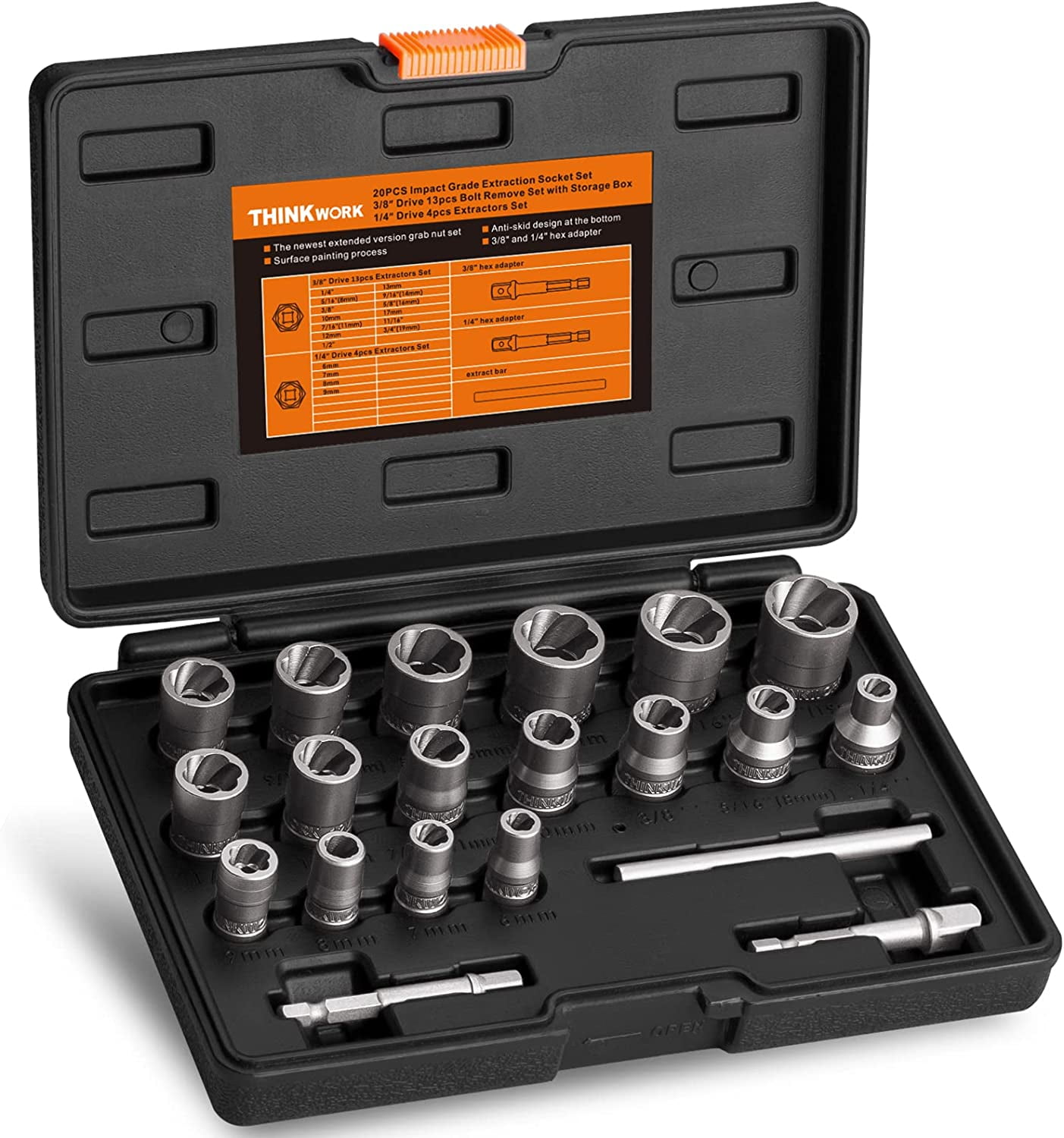 THINKWORK 20pc Bolt & Nut Remover Set, High Durability, TW6097 ...