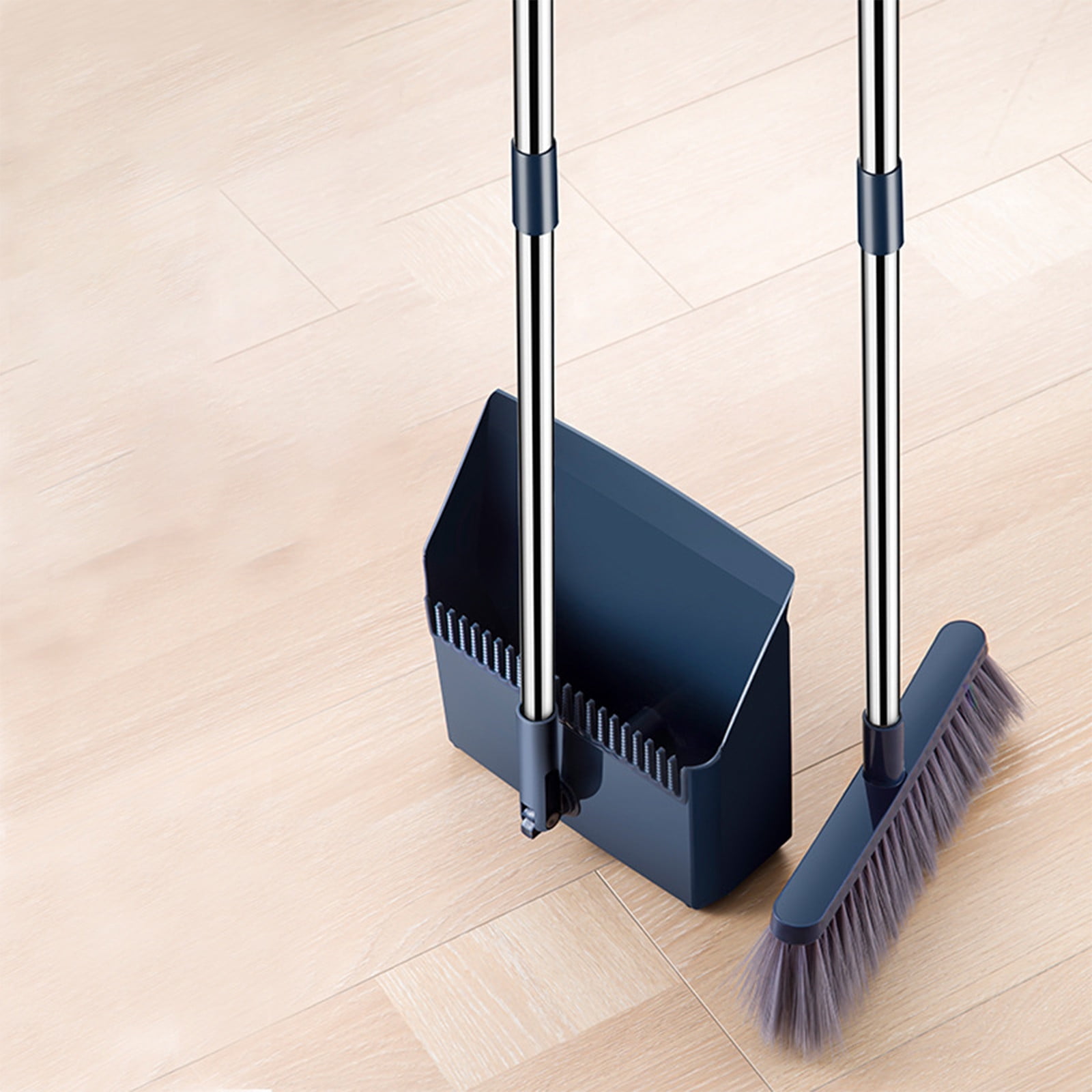 Upgrade Broom with Dustpan Combo Set for Heavy Duty with 37.4" Long Handle, Windproof Stand Up ...