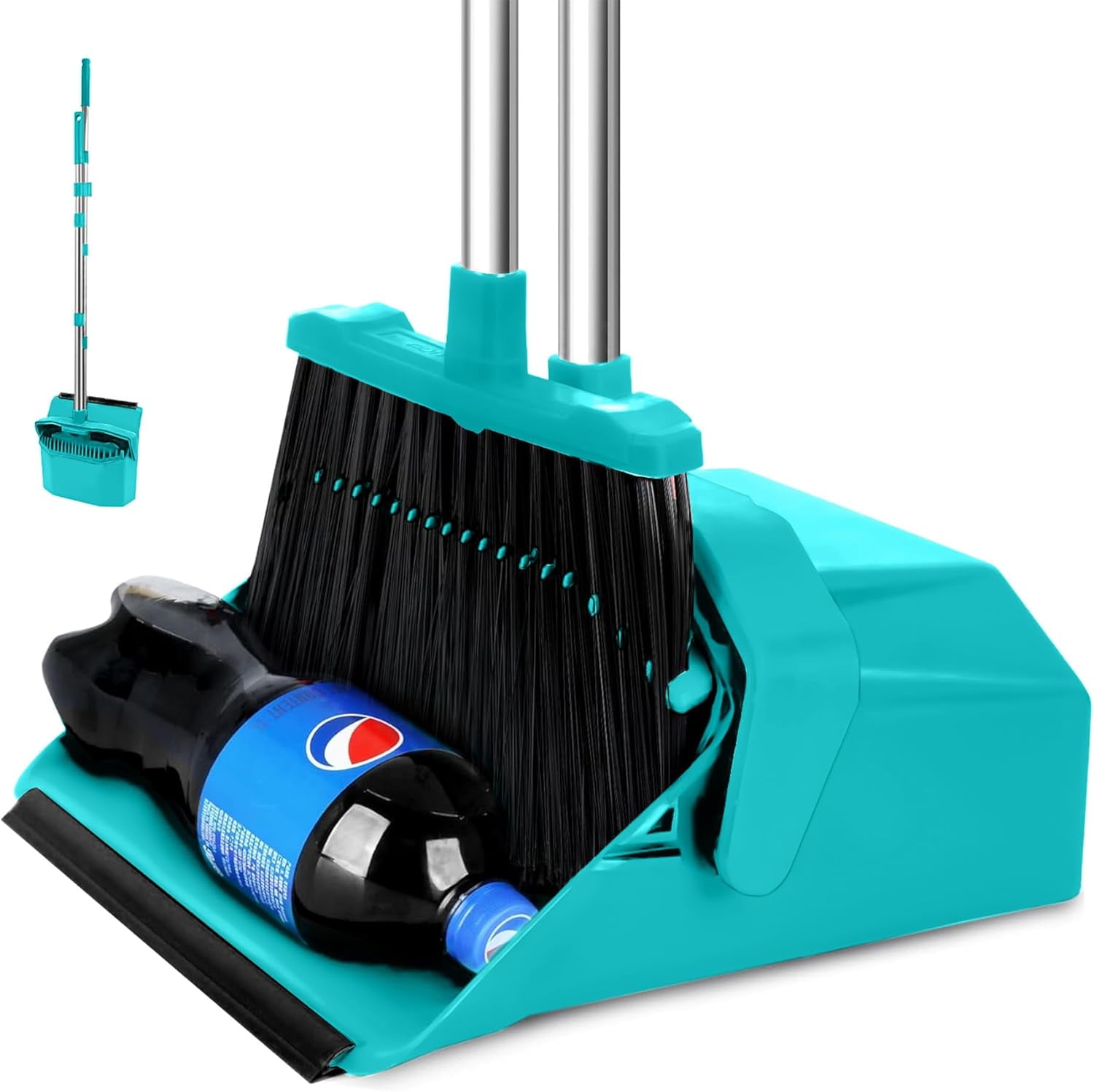 Upgrade Broom and Dustpan Set with 51'' Long Handle, Large Upright ...